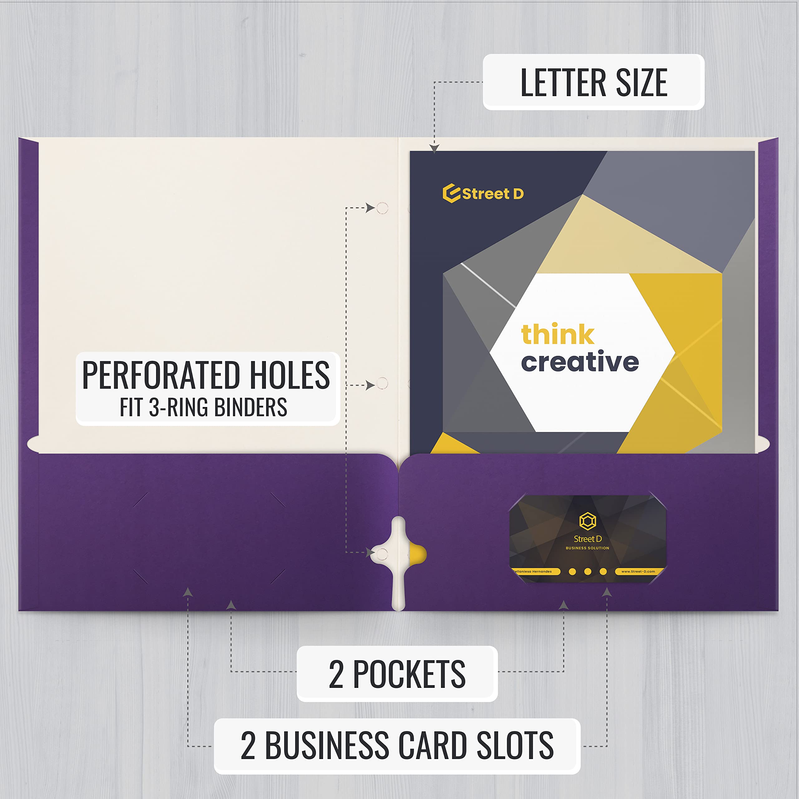 Two Pocket Portfolio Folders, 50-Pack, Purple, Letter Size Paper Folders, by Better Office Products, 50 Pieces, Purple