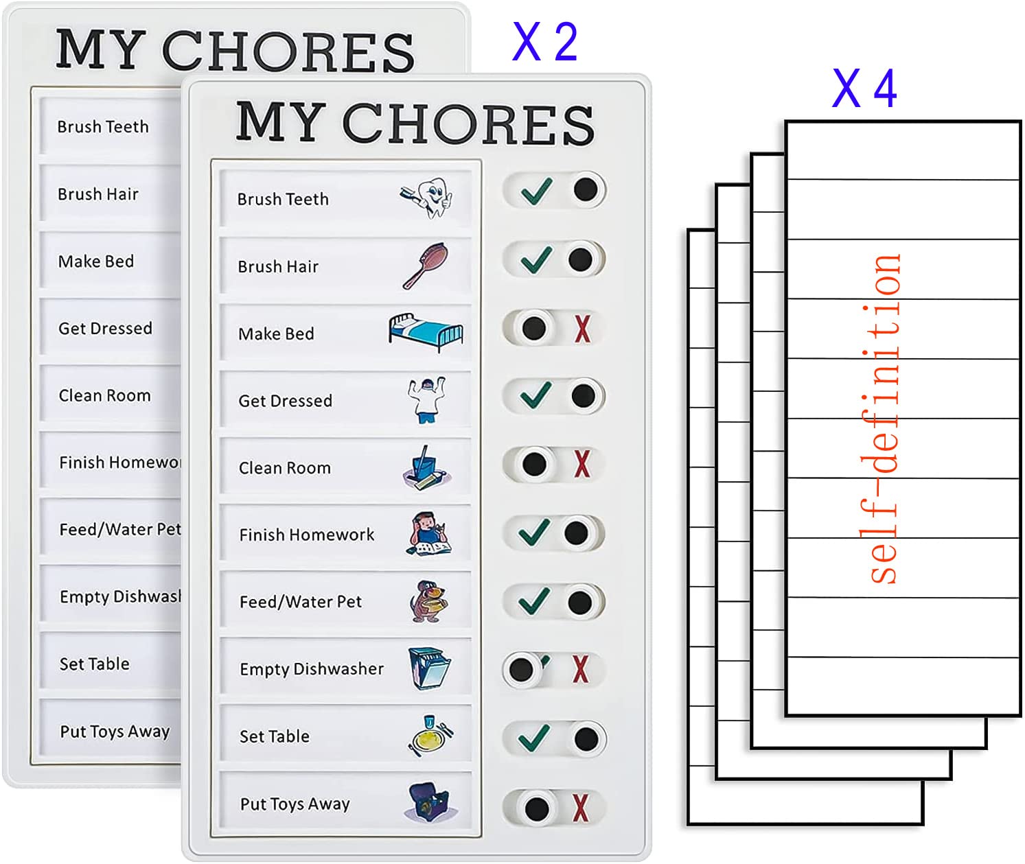 2 Pieces Chore Chart for Kids,Portable Chore Chart Memo Plastic Board - 4.7x7.9 Inch Detachable Message Board,Daily to Do List,RV Checklist
