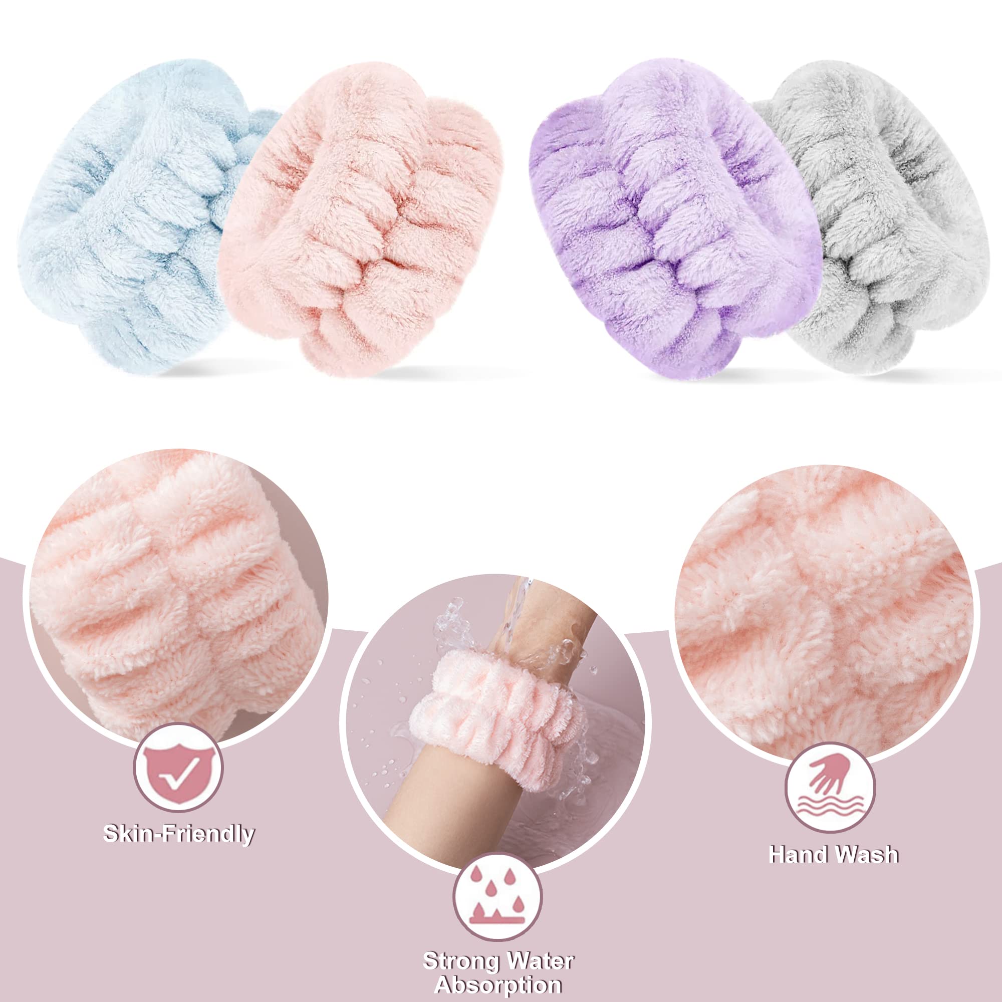 8 Pcs Wrist Towels for Washing Face Microfiber Band Towel Absorbent Wristbands Wrist Sweatband for Girls & Women,Prevent Liquid from Spilling Down Your Arms