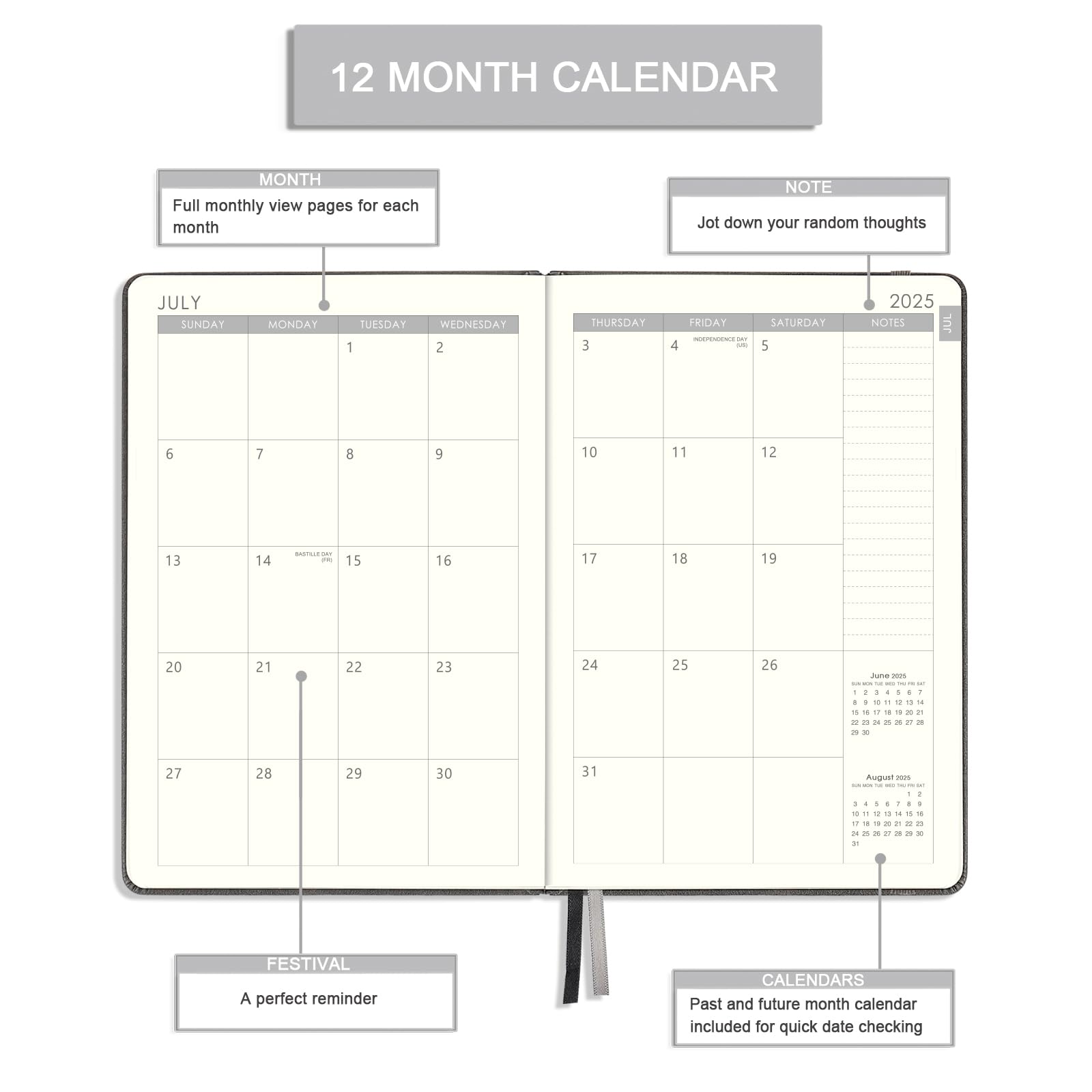 2023 Planner - Weekly & Monthly Planner 2023 With Calendar Stickers, Jan 2023 - Dec 2023, 5.75" X 8.25", A5 Premium Thicker Paper with Pen Holder, Inner Pocket and 88 Notes Pages - Gray