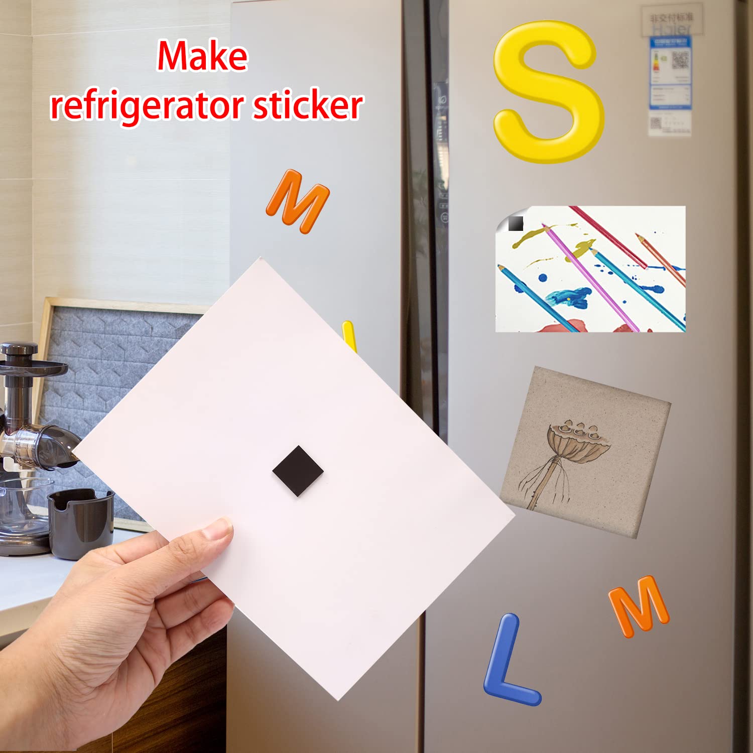 110Pcs Self Adhesive Magnets Squares Flexible Sticky Magnetic Strips Tapes Peel and Sticky Magnet Squares for DIY Crafts, School Art Projects, 4/5" x 4/5" x 0.08"