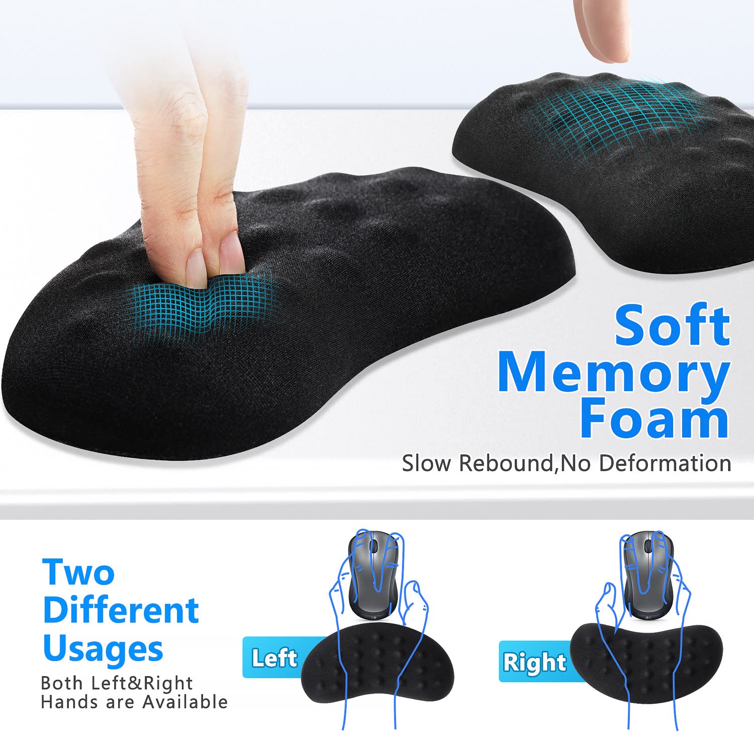 Gimars Mouse Wrist Rest with Massage Notes, Ergonomic Memory Foam Wrist Support for Mouse, Soft & Comfortable Mouse Wrist Support for Computer, Laptop, Office Work, PC Gaming-Wrist Pain Relief