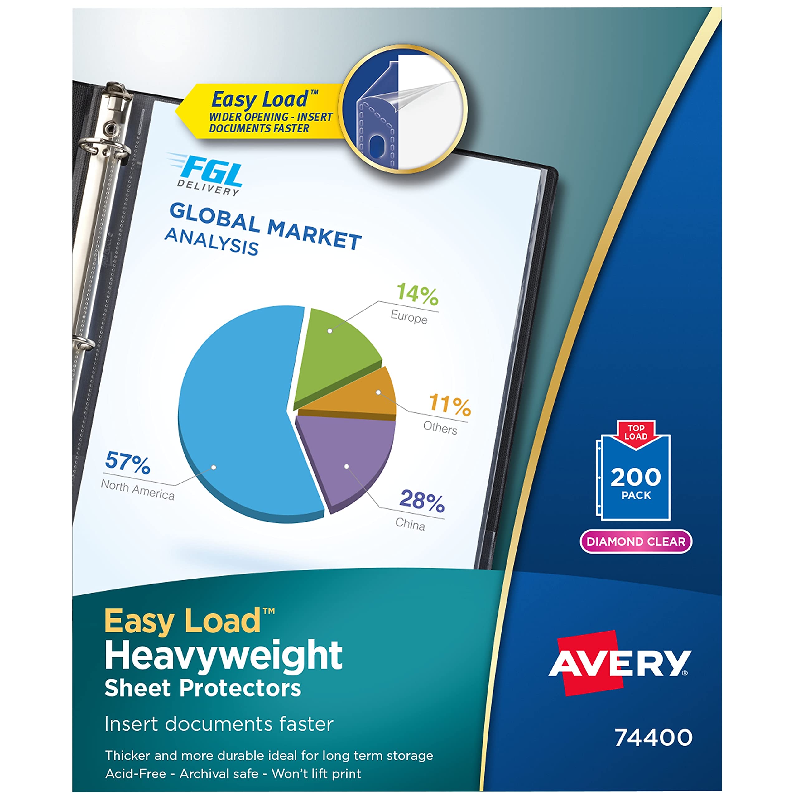 Avery Heavyweight Diamond Clear Sheet Protectors, 8.5" x 11", Acid-Free, Archival Safe, Easy Load, 200ct (74400)
