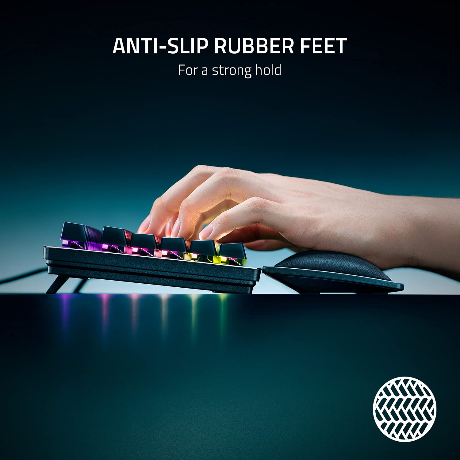 Razer Ergonomic Wrist Rest for Tenkeyless Keyboards: Plush Leatherette Memory Foam Cushion - Anti-Slip Rubber Feet