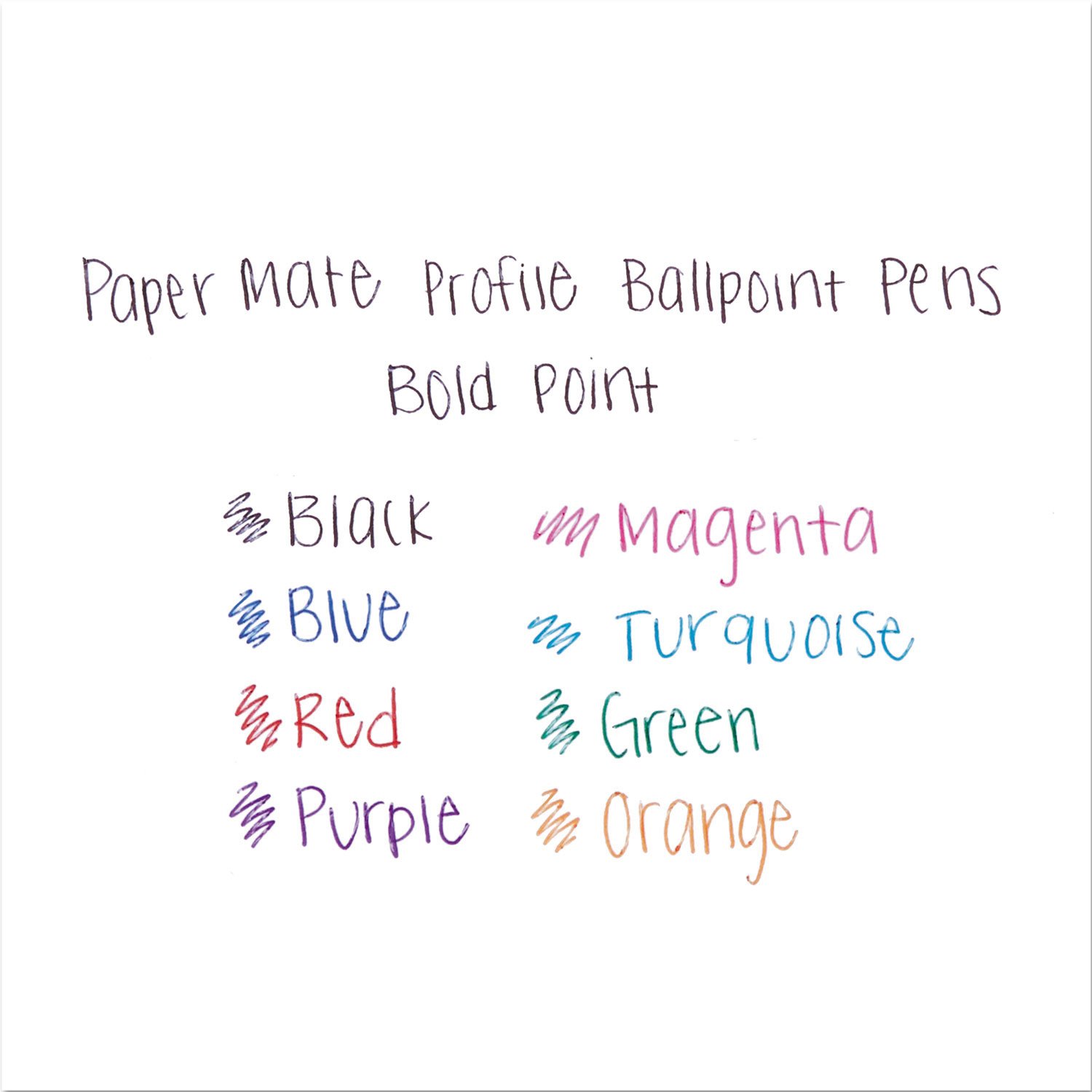 Paper Mate 1960662 Profile Ballpoint Retractable Pen, Assorted Ink, Bold, 8/Set
