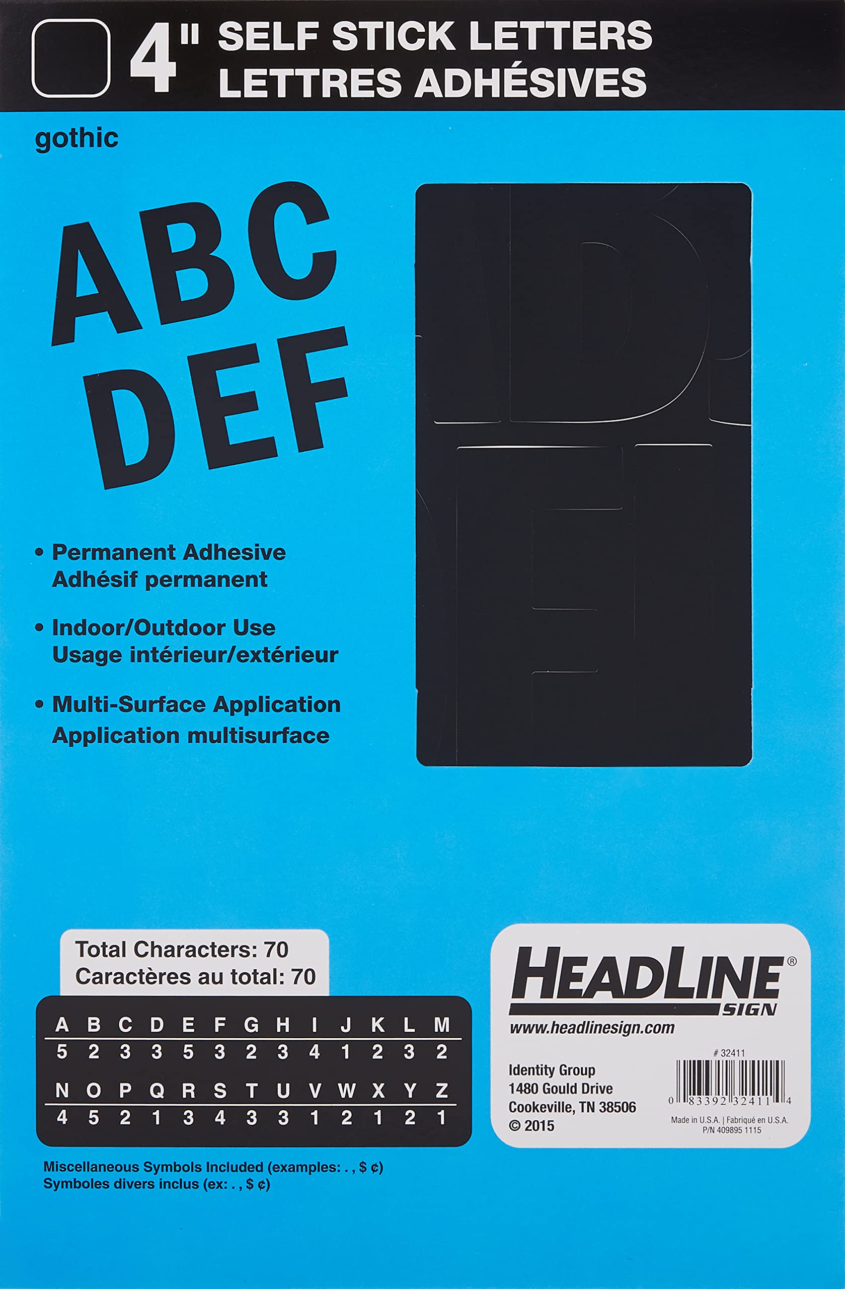 Headline Sign 32411 Stick-On Vinyl Letters, Black, 4-Inch