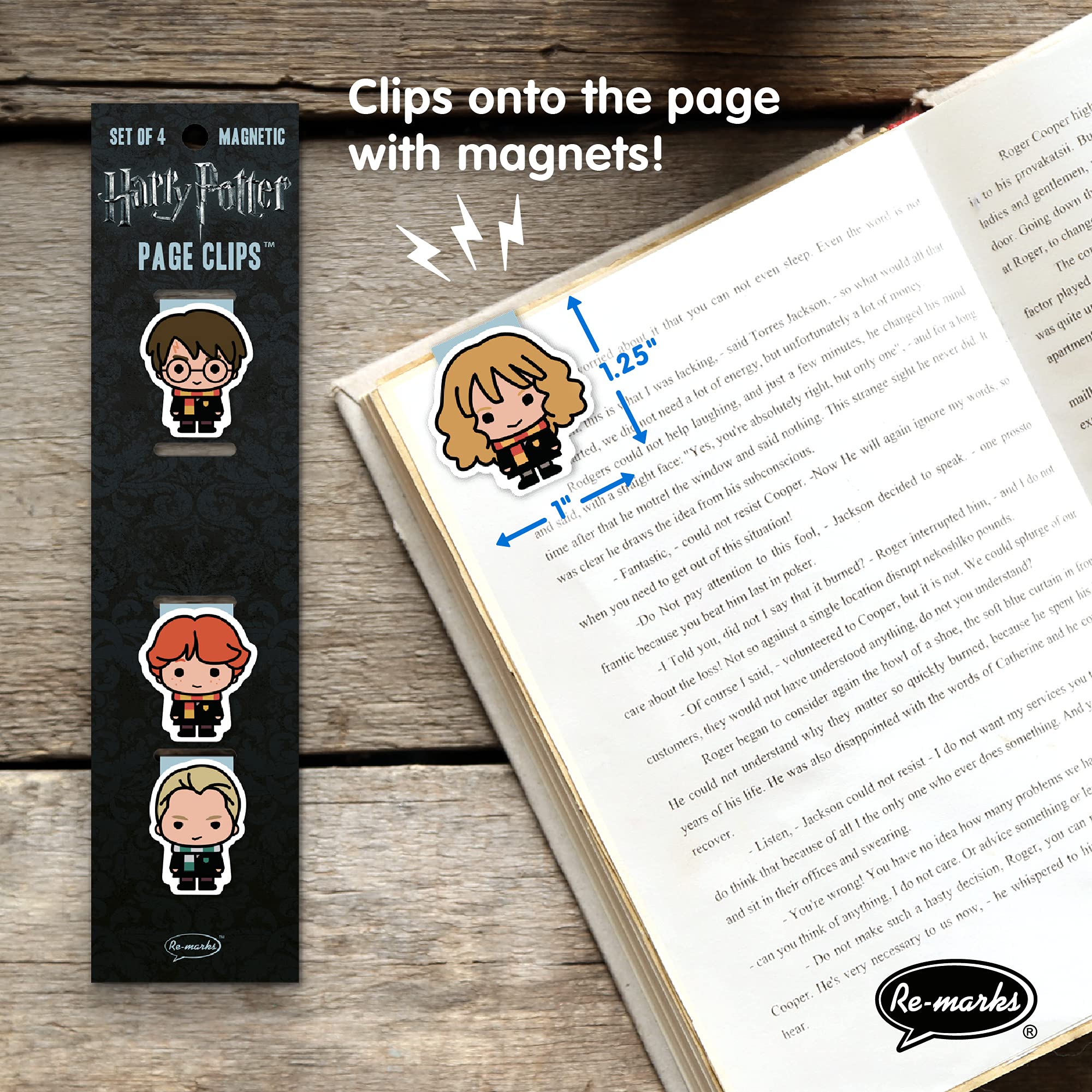 Re-marks Harry Potter Wizards and Hogwarts Magnetic Page Clips, 2 Sets of 4 Page Clips, 8 Clips Total