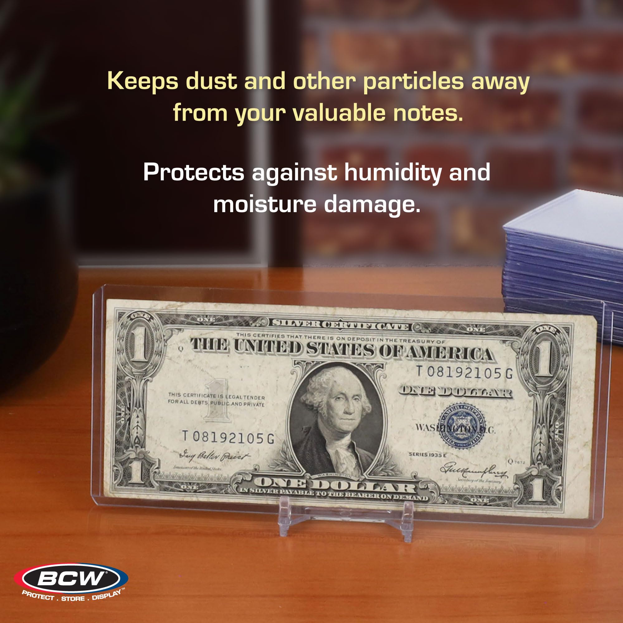 BCW Currency Topload Holder for Regular Bills, Clear, 25-Count