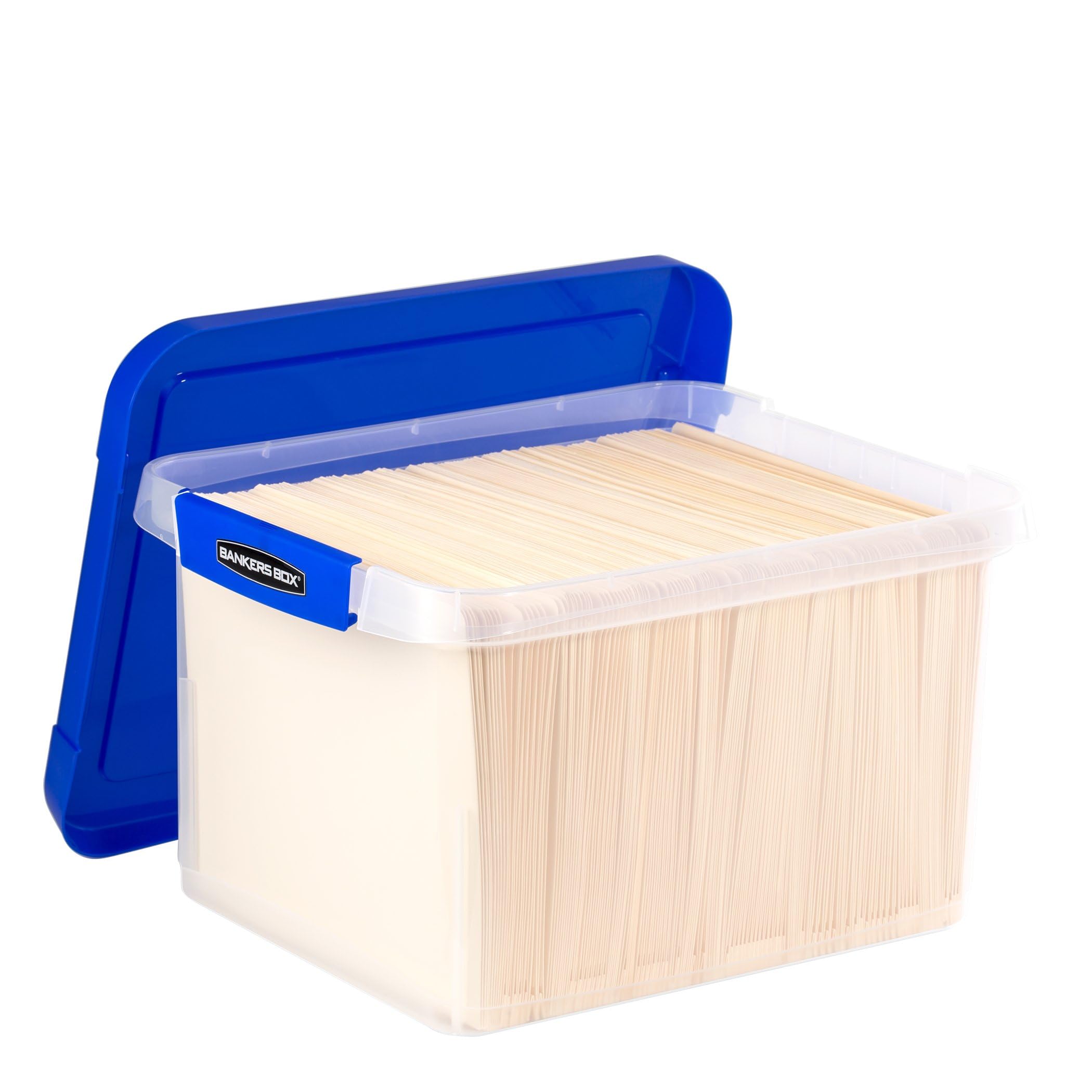 Bankers Box Heavy Duty Plastic File Storage Box with Hanging Rails, Letter/Legal, 1 Pack (0086205)