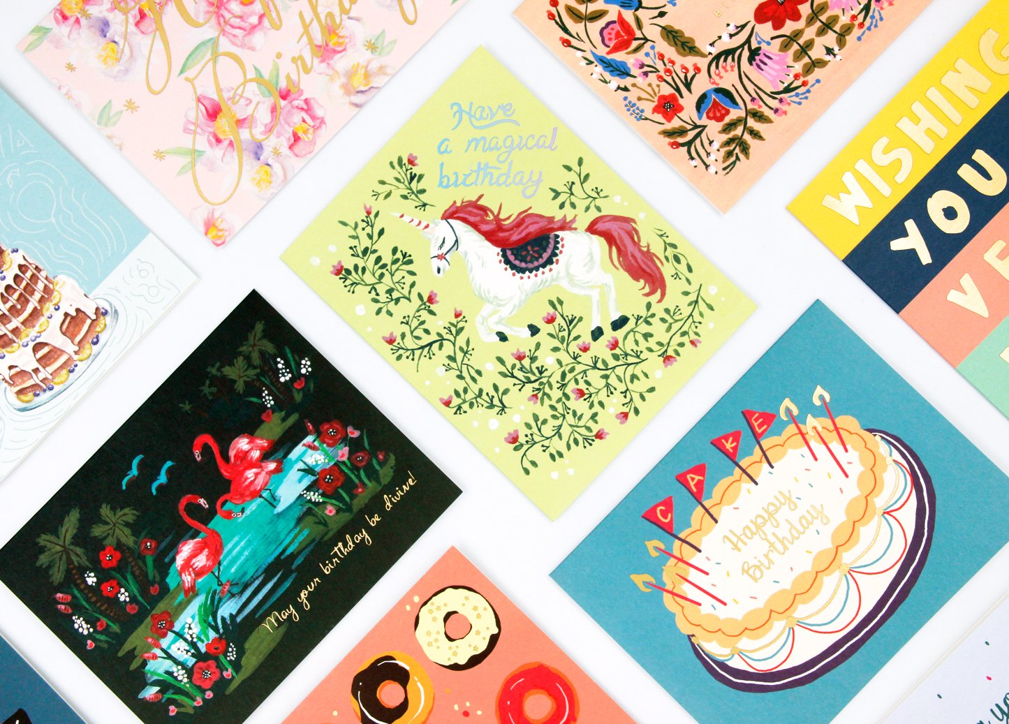Minimalmart Birthday Cards Box Set of 32 Unique Designs Assorted Happy Birthday Premium Cards with GOLD EMBELLISHMENTS – Boxed Assortment Pack with Envelopes -Birthday Wishes Greeting Cards