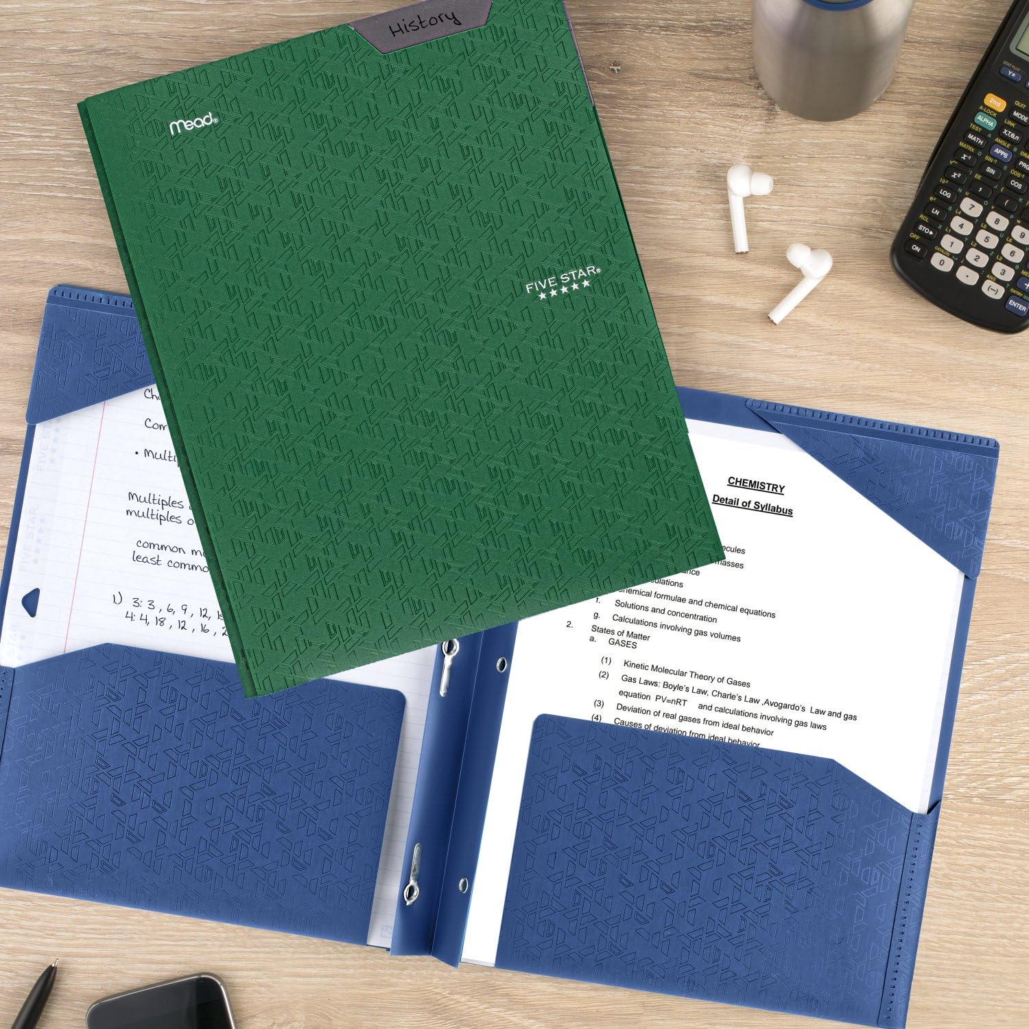 Five Star 2-Pocket Folders, 4 Pack, Plastic Folders with Stay-Put Tabs and Prong Fasteners, Includes Writable Label, Holds 11" x 8-1/2", Assorted Colors (38048), 4 count (Pack of 1