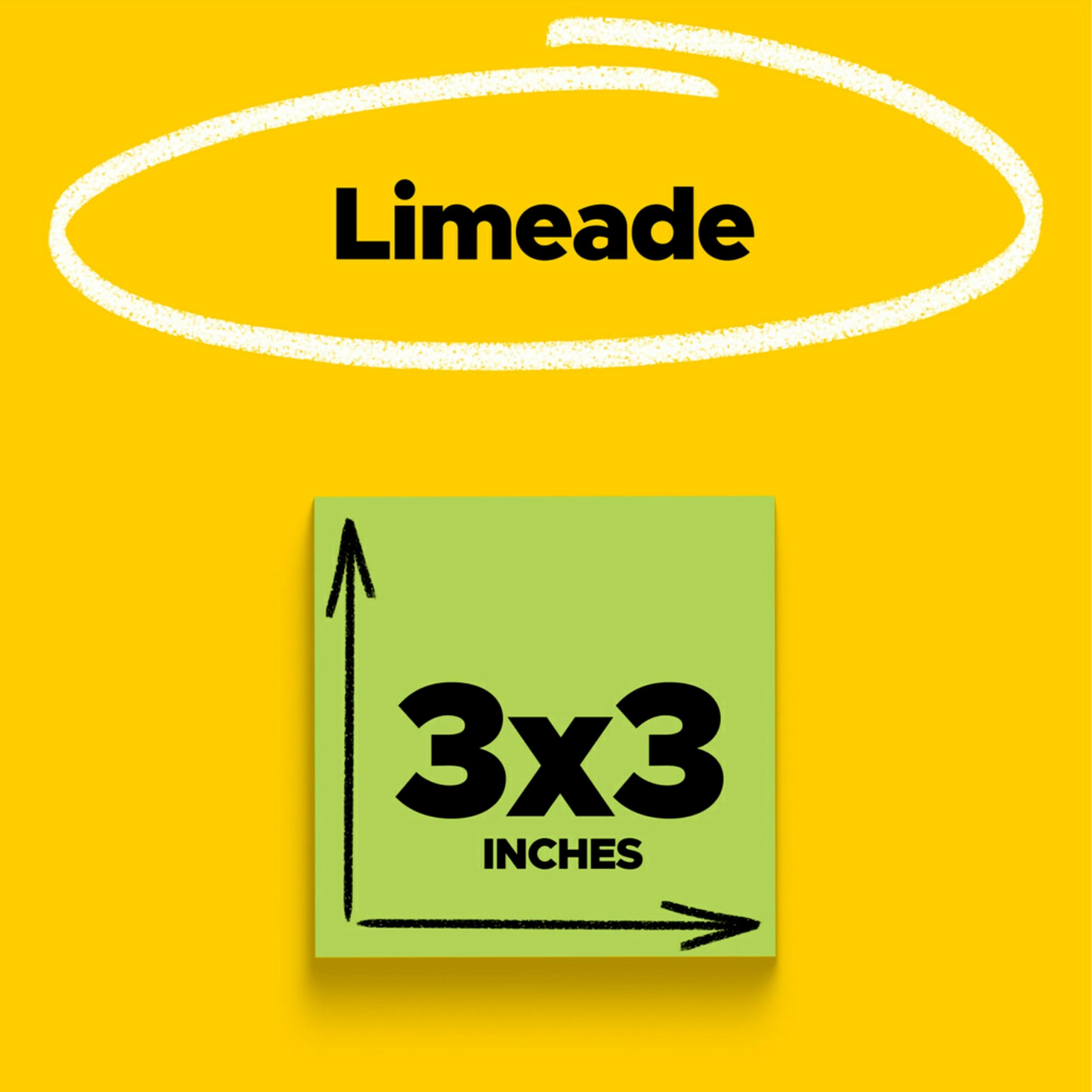 Post-it Super Sticky Notes, 3x3 in, 5 Pads, 2x the Sticking Power, Limeade Green, Recyclable (654-5SSLE)