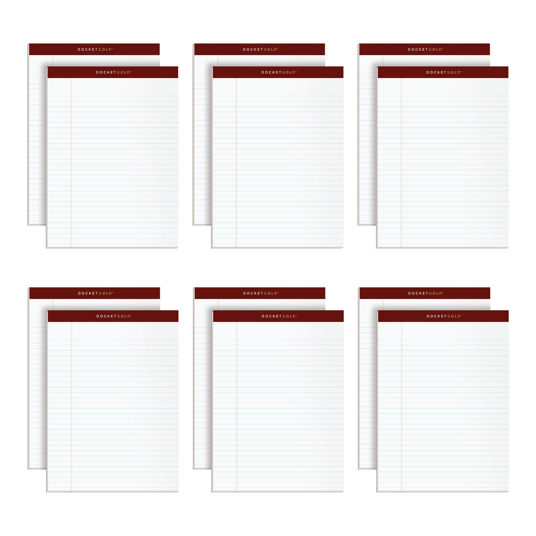 TOPS Docket Gold Writing Pads, 8-1/2 x 11-3/4, Legal Rule, White Paper, 50 Sheets, 12 Pack (63960)