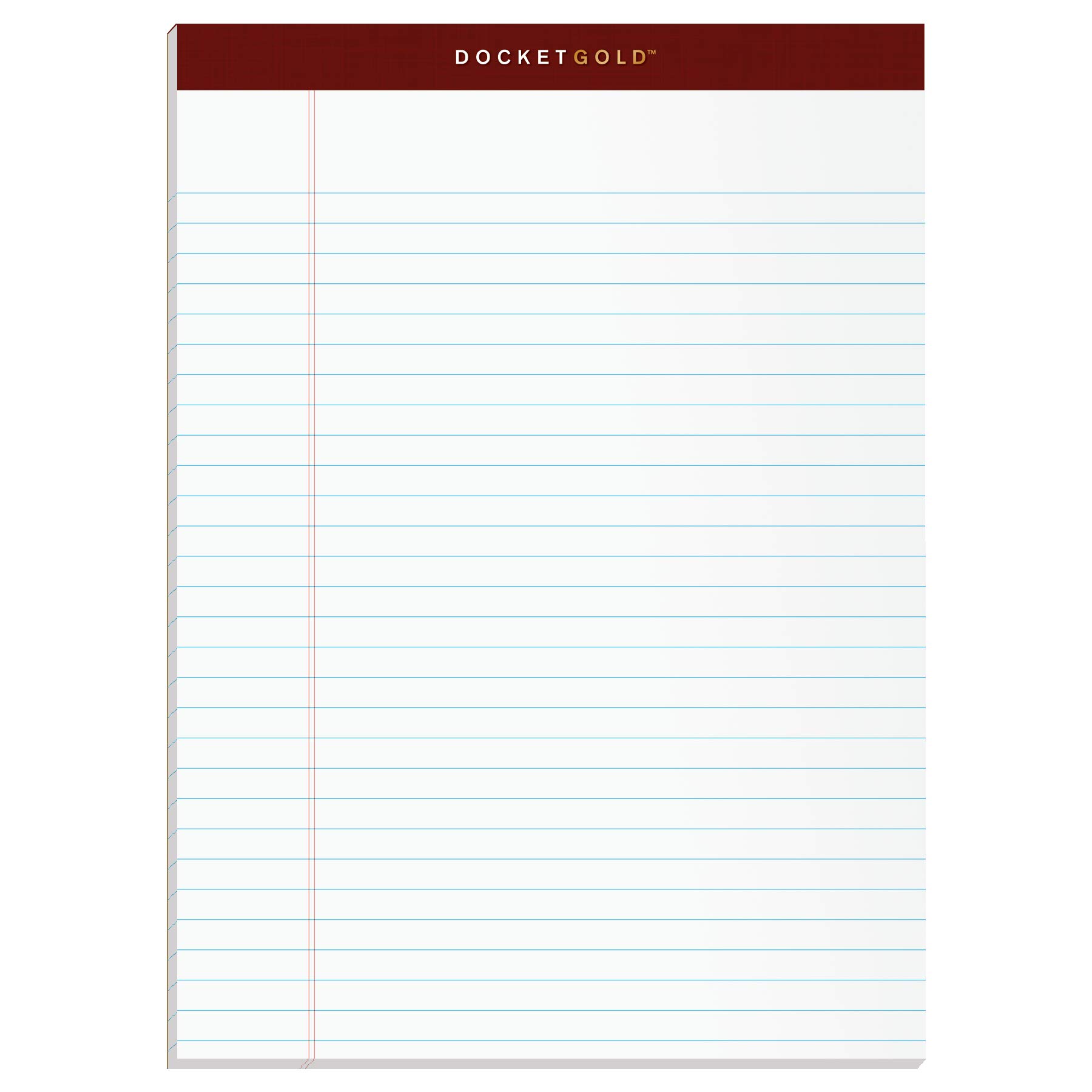 TOPS Docket Gold Writing Pads, 8-1/2 x 11-3/4, Legal Rule, White Paper, 50 Sheets, 12 Pack (63960)