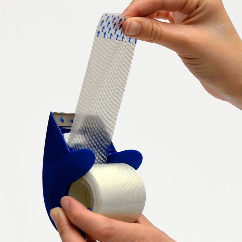 Seal-It Mail and Ship Strapping Tape, 2 Inches x 360 Inches, White, with Palmguard Dispenser Blue/Red (83716)