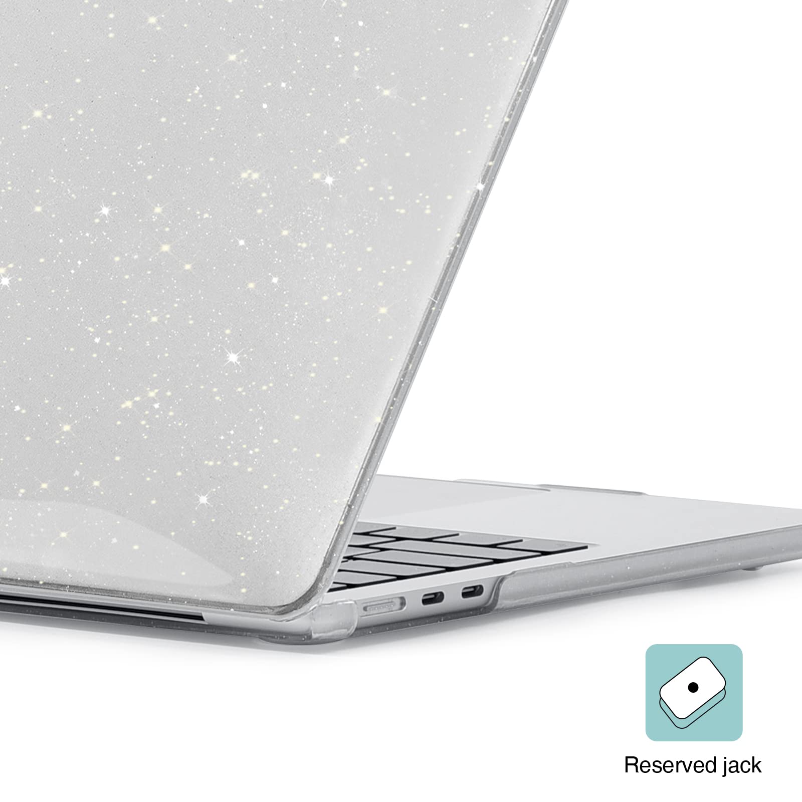 EooCoo Compatible with New MacBook Air 13.6 inch Case 2022 A2681 M2 Chip with Retina Display, Glitter Hard Shell Case + TPU Keyboard Skin Cover + Screen Protector - Sparkly Clear