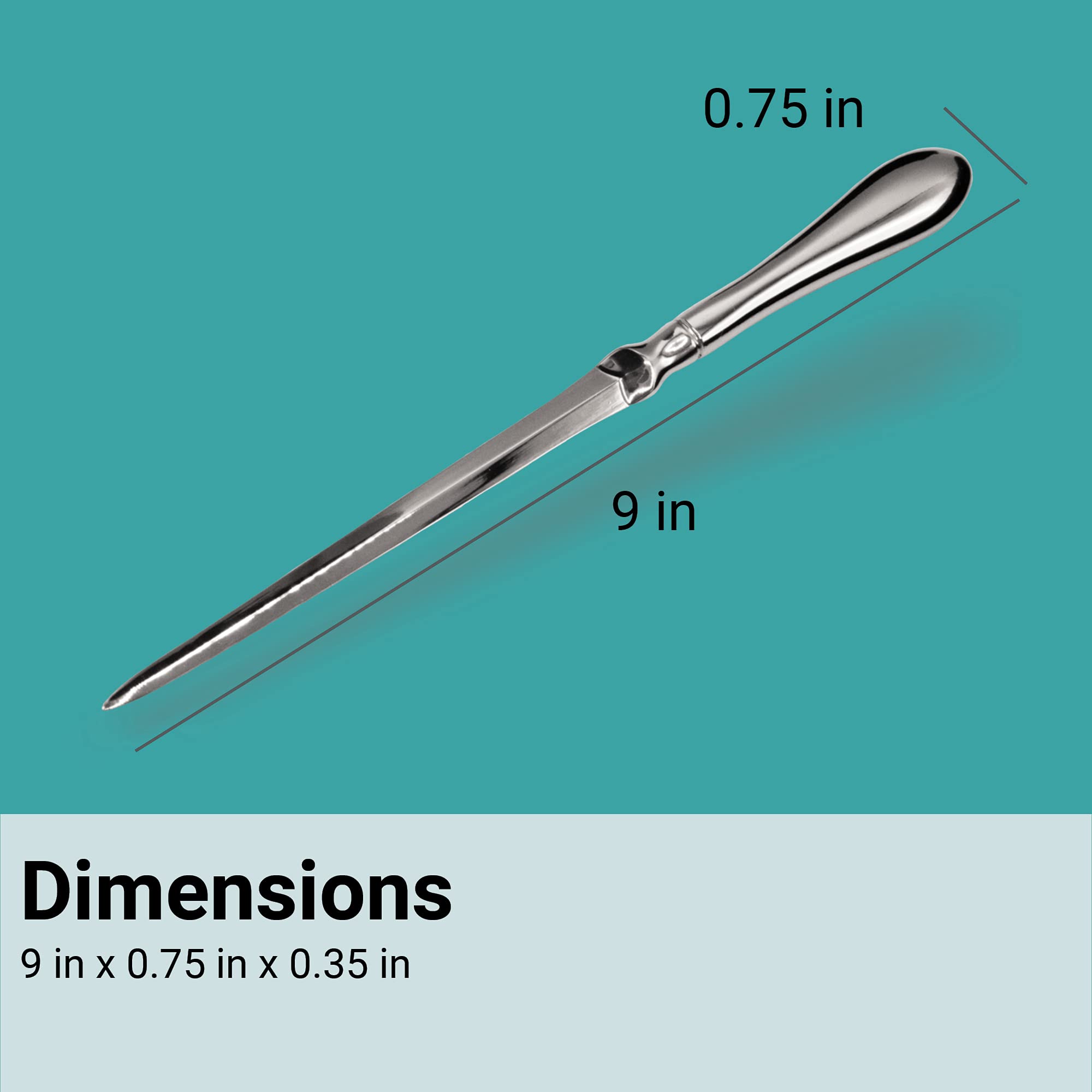Uncommon Desks Silver Letter Opener Knife - Smooth Metal Plated Envelope Opener - Ergonomic Rounded Handle for Comfort - Home and Office Mail Supplies - 1 Pack
