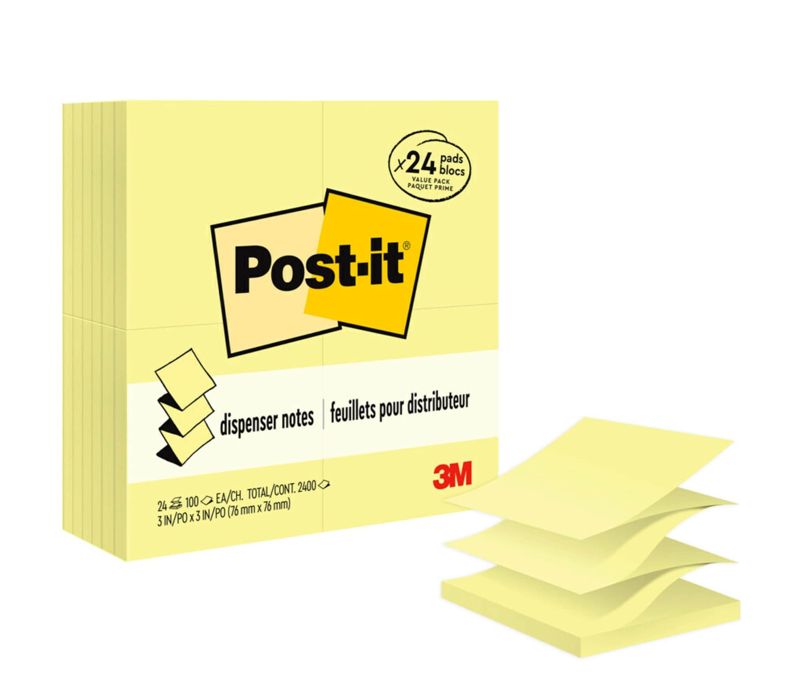 Post-it Pop-up Notes, 3x3 in, 24 Pads, America's #1 Favorite Sticky Notes, Canary Yellow, Clean Removal, Recyclable (R330-24VAD)