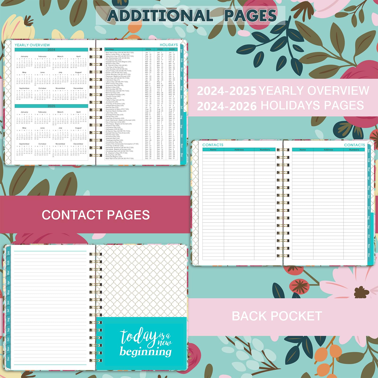 2023 Planner – Weekly ＆ Monthly Planner 2023, Jan 2023 – Dec 2023, 6.4" x 8.5" with 12 Monthly Tabs, Flexible Hardcover, Thick Paper, Inspirational Quotes, Strong Spirals Wirebound Organizer