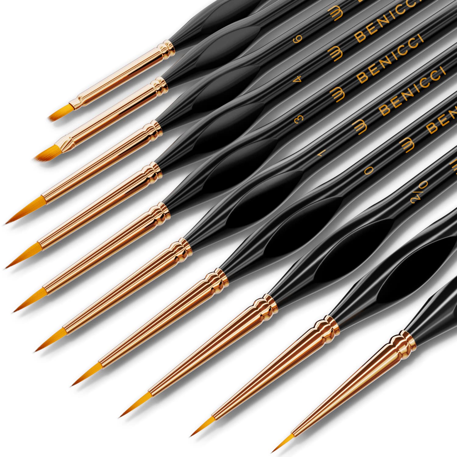 Professional Miniature Paint Brushes - Paint Brush Set of 10 Detail Paint Brushes - for Fine & Art Painting - w/ Comfortable Grip Handles - Perfect for Acrylic, Watercolor, Oil, Models, Warhammer 40k