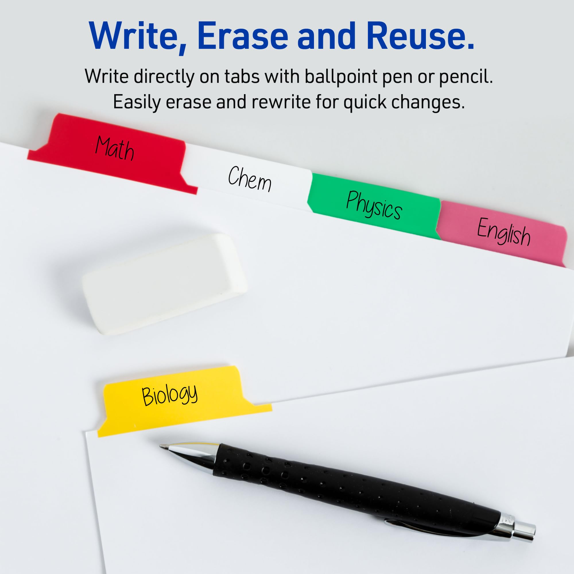 Avery 5-Tab Binder Dividers, Write & Erase Multicolor Big Tabs, 6 Sets (23076)