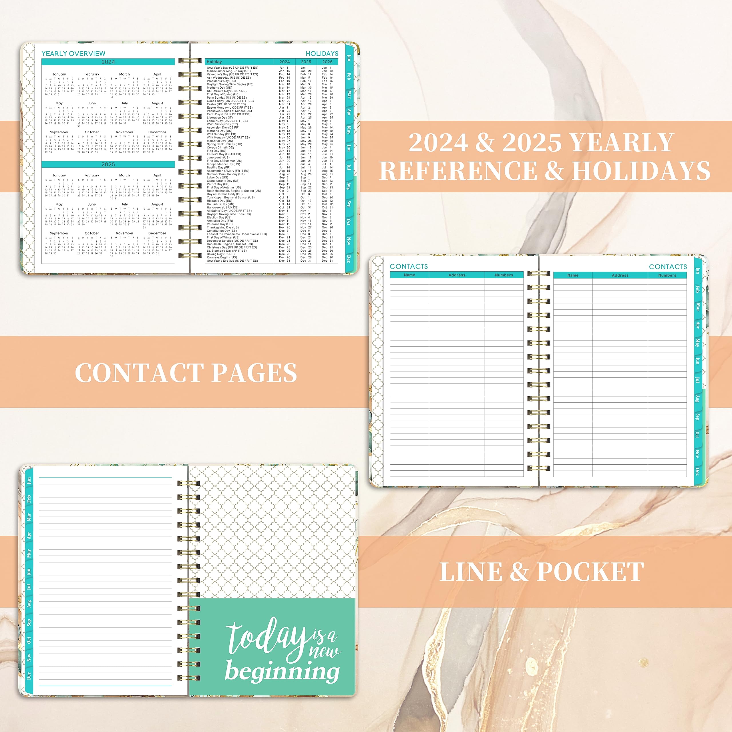 2023-2024 Planner – Weekly & Monthly Academic Planner 2023-2024, Jul 2023 - Jun 2024, 6.4" x 8.5", Monthly Tabs, Flexible Hardcover, Thick Paper, Strong Binding, Back Pocket, Inspirational Quotes