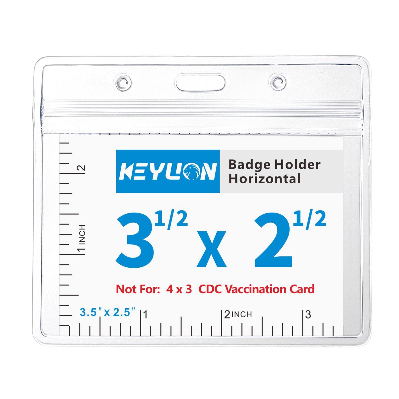 KEYLION 6 Pack Horizontal Name Tag ID Card Holders, Heavy Duty Clear Plastic Sleeve Cover w Waterproof Resealable Zip, fit 5 pcs Credit Card Size Cards or 3.5" x 2.5" Name Badge Inserts