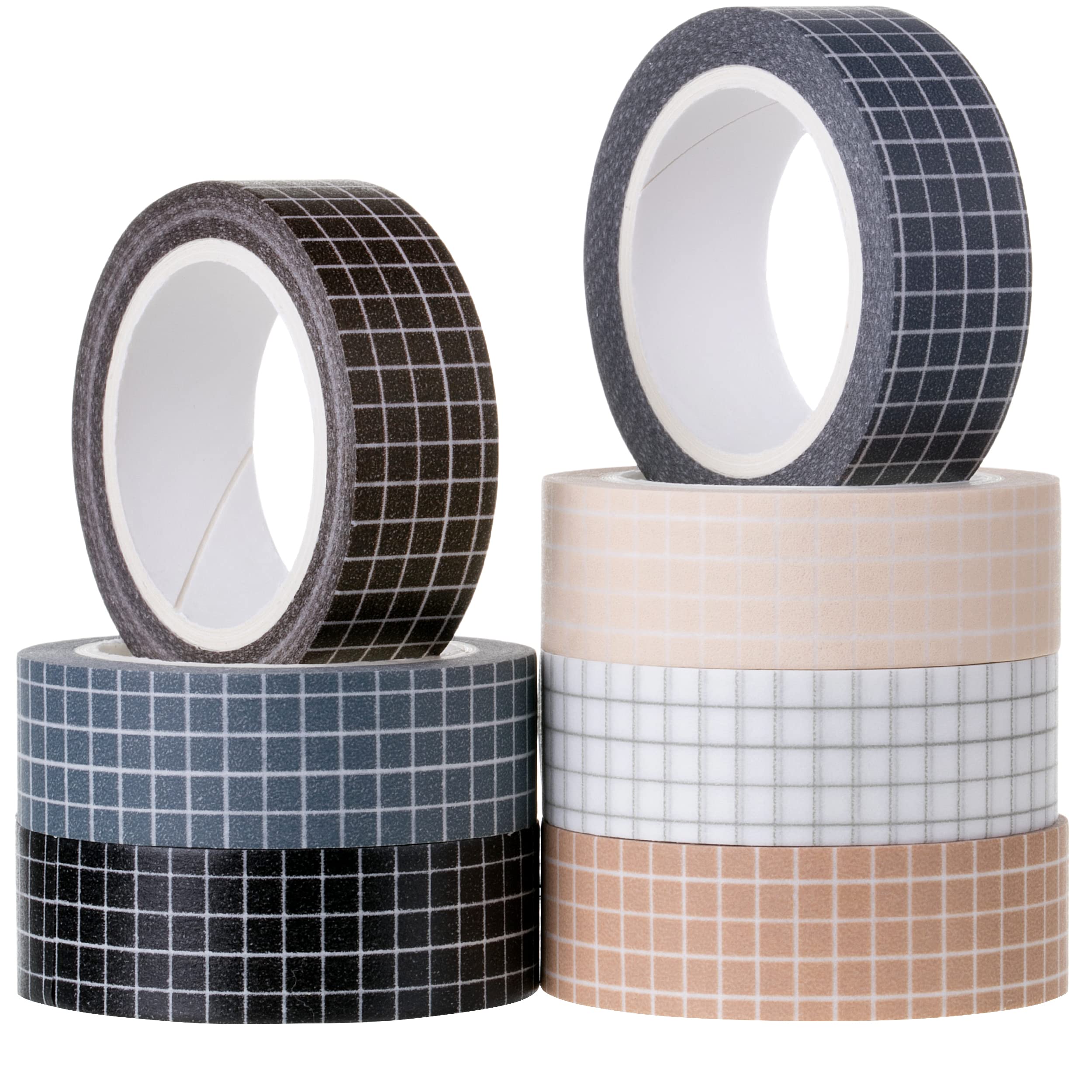 Mr. Pen- Grid Washi Tape Set, 7 Rolls, 0.6", Washi Tape for Journaling, Decorative Tape, Journaling Tape, Craft Tape, Scrapbooking Tape, Decorative Tape for Crafts, Decorative Craft Washi Masking Tape