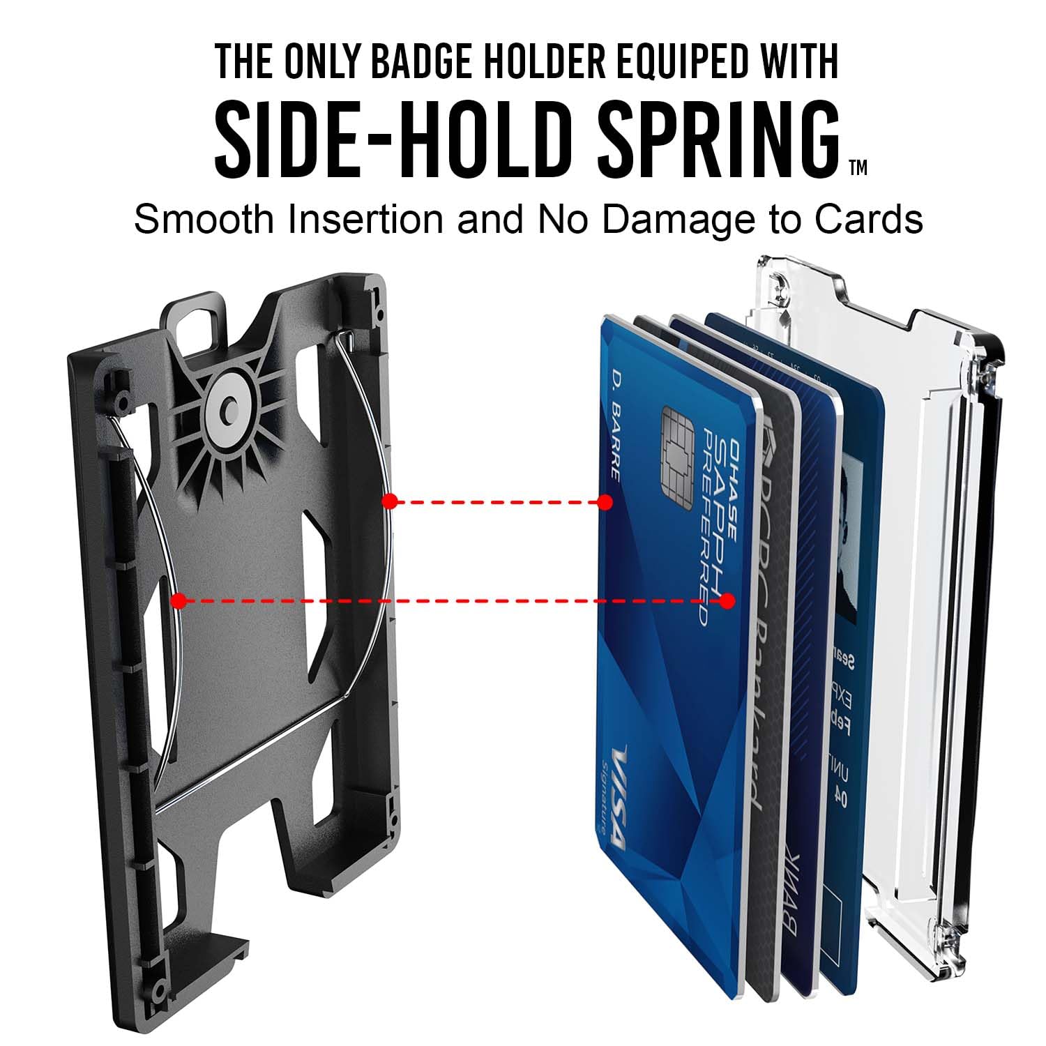 GOVO Badge Holder / Wallet - Durable Polycarbonate ID/Credit Holder with Metal Clip and 4 Cards Slot (Holds 1to 4 Cards) Black