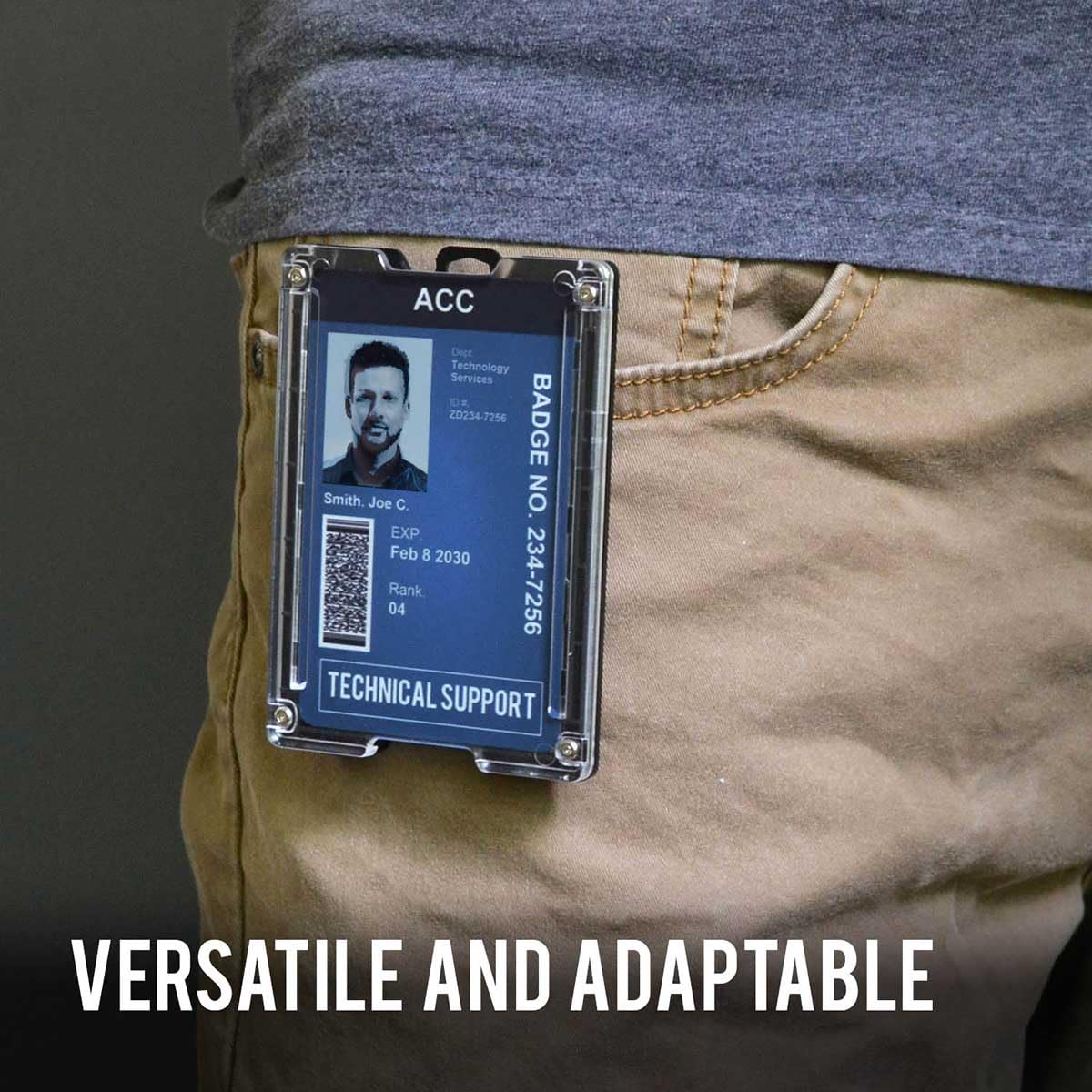 GOVO Badge Holder / Wallet - Durable Polycarbonate ID/Credit Holder with Metal Clip and 4 Cards Slot (Holds 1to 4 Cards) Black