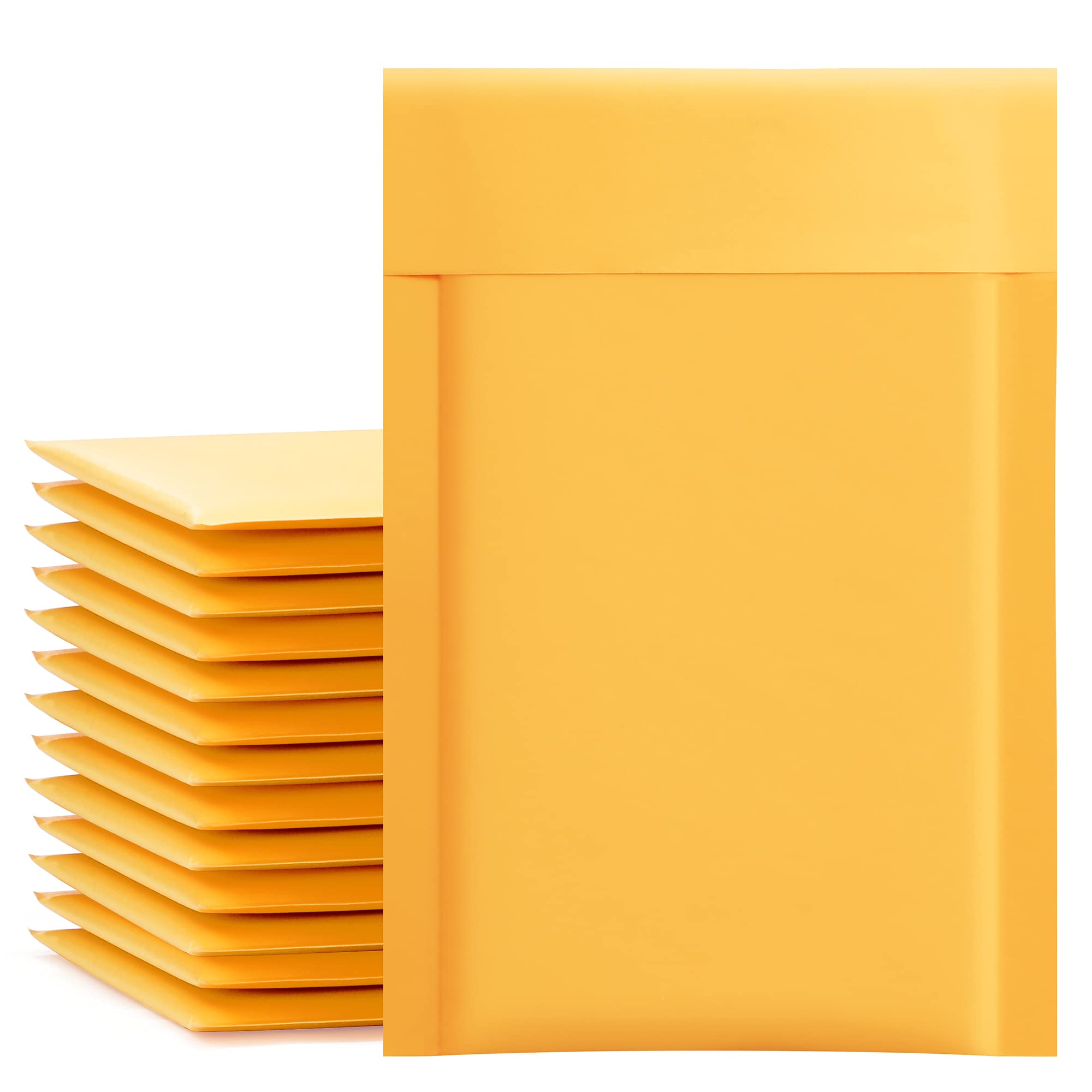 UCGOU Kraft Bubble Mailers 4x8 Inch 50 Pack Yellow Padded Envelopes #000 Small Business Mailing Packages Self Sealing Tear Resistant Boutique Bulk Mail Shipping Bags for Jewelry Makeup Supplies
