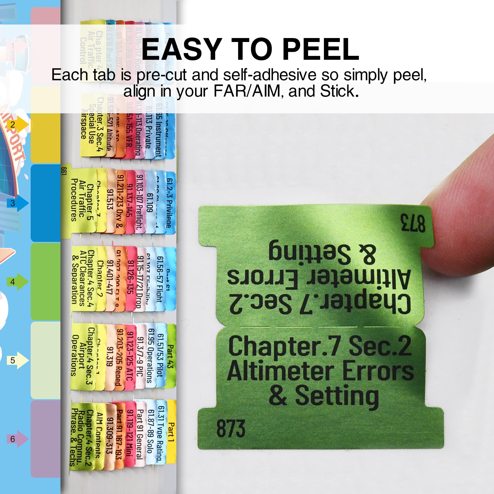 FAR/AIM 2023/2022 Tabs for Private Pilot , Tear-Resistant Color-Coded and Laminated Tabs with Bookmark and Placement Template, 87 Tabs in Total with 9 Blank Index Tabs (Color-Coded)