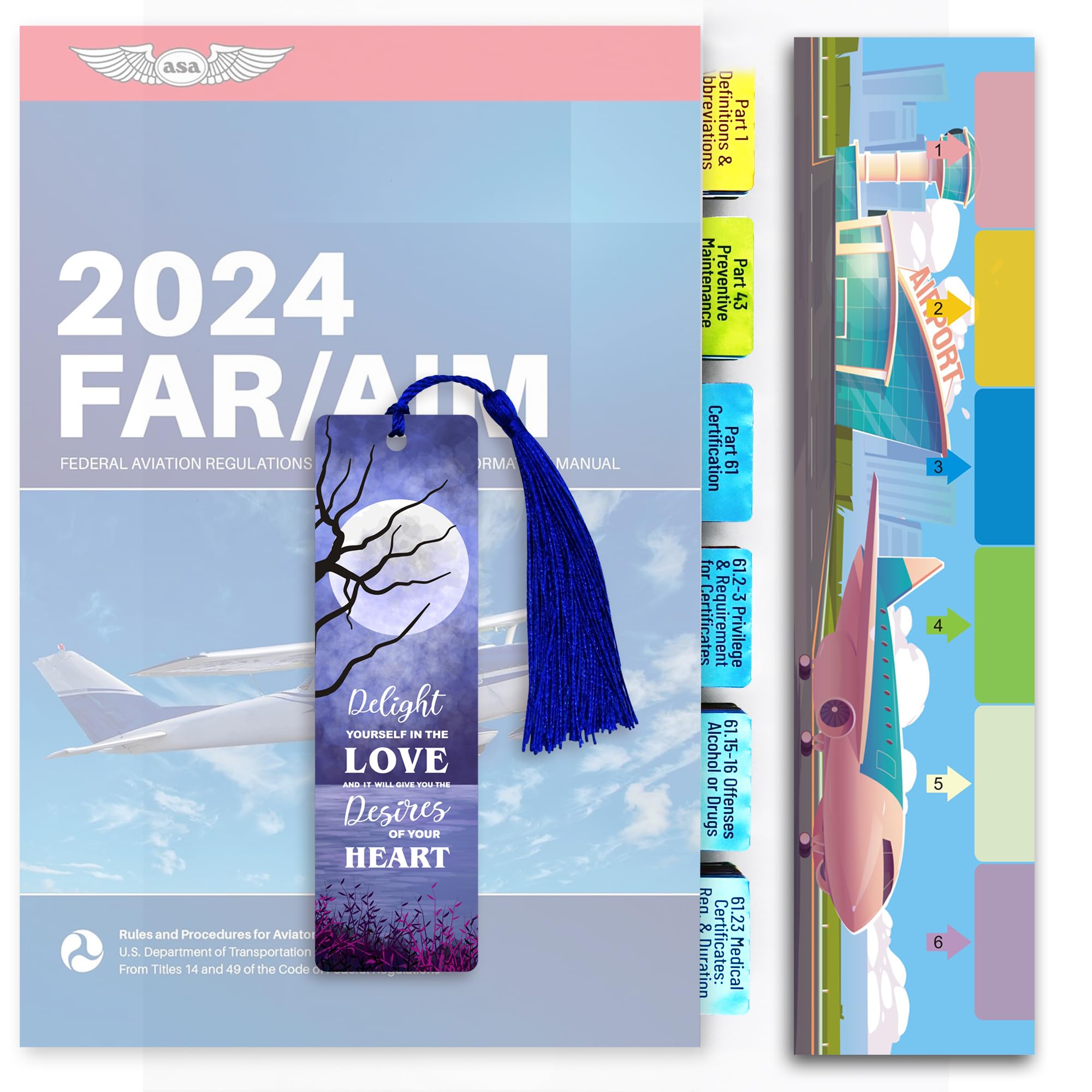 FAR/AIM 2023/2022 Tabs for Private Pilot , Tear-Resistant Color-Coded and Laminated Tabs with Bookmark and Placement Template, 87 Tabs in Total with 9 Blank Index Tabs (Color-Coded)