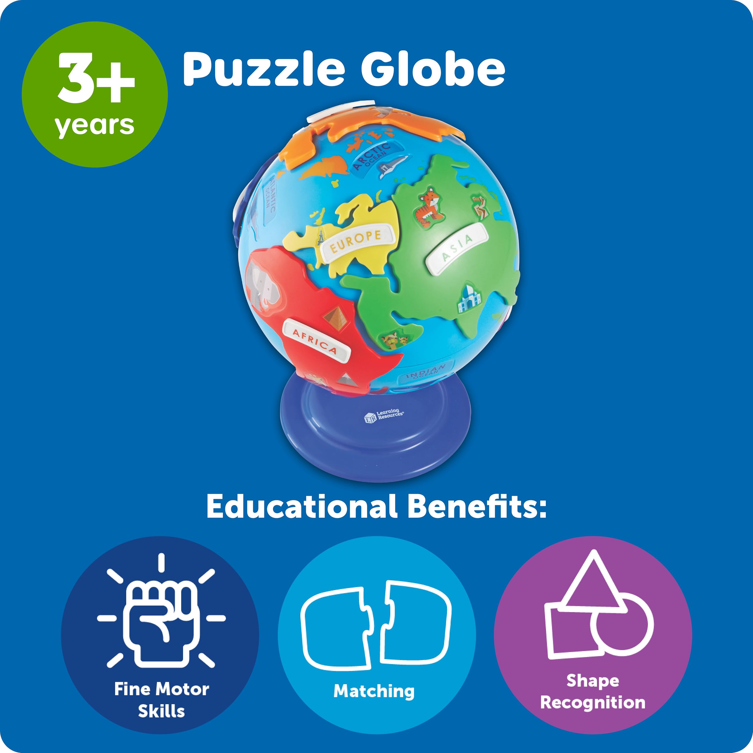 Learning Resources Puzzle Globe - 14 Pieces, Ages 3+ Preschool Learning Toys for Boys and Girls, Earth Globe for Kids