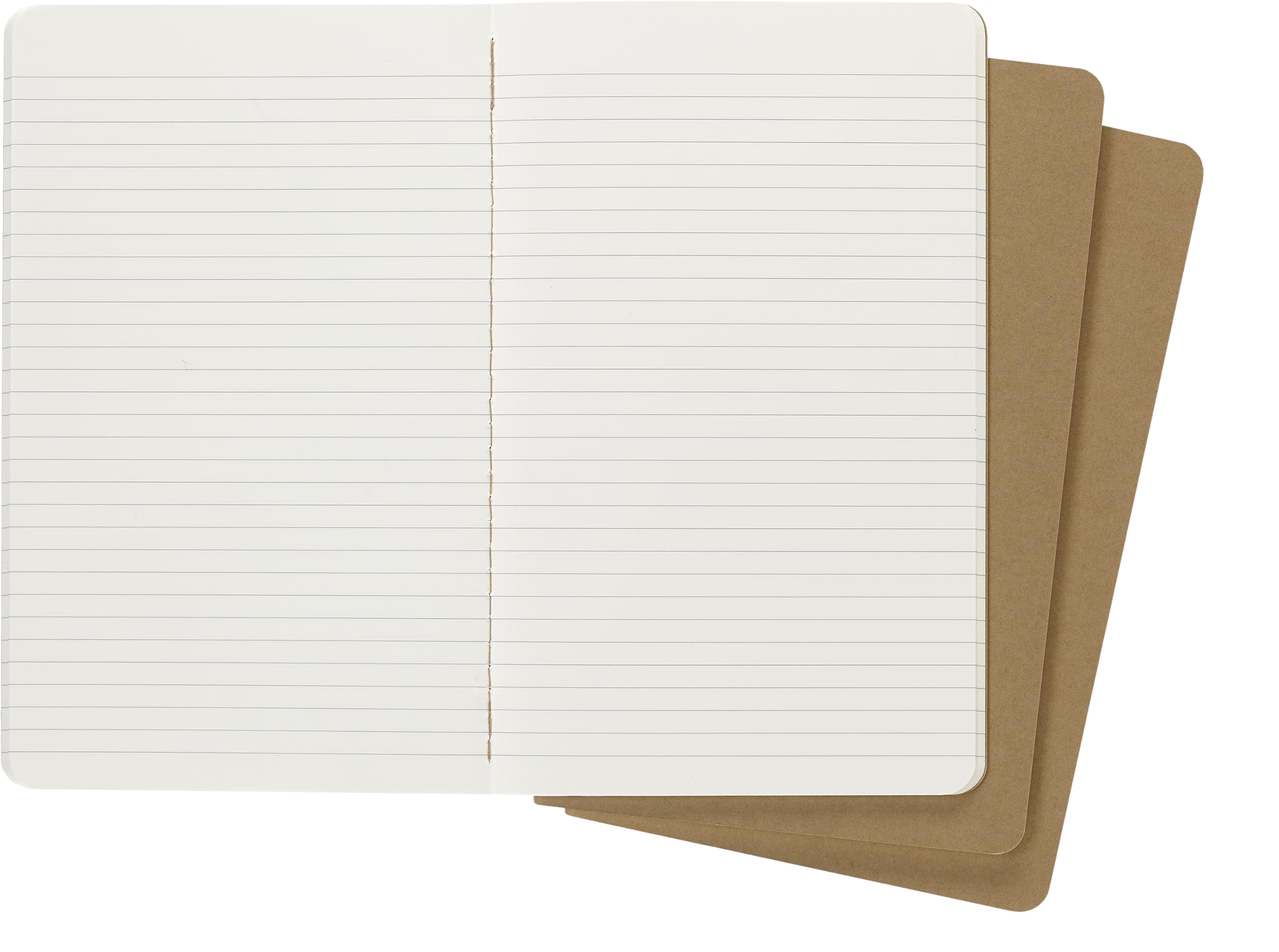 Moleskine Cahier Journal, Soft Cover, Large (5" x 8.25") Ruled/Lined, Kraft Brown, 80 Pages (Set of 3)