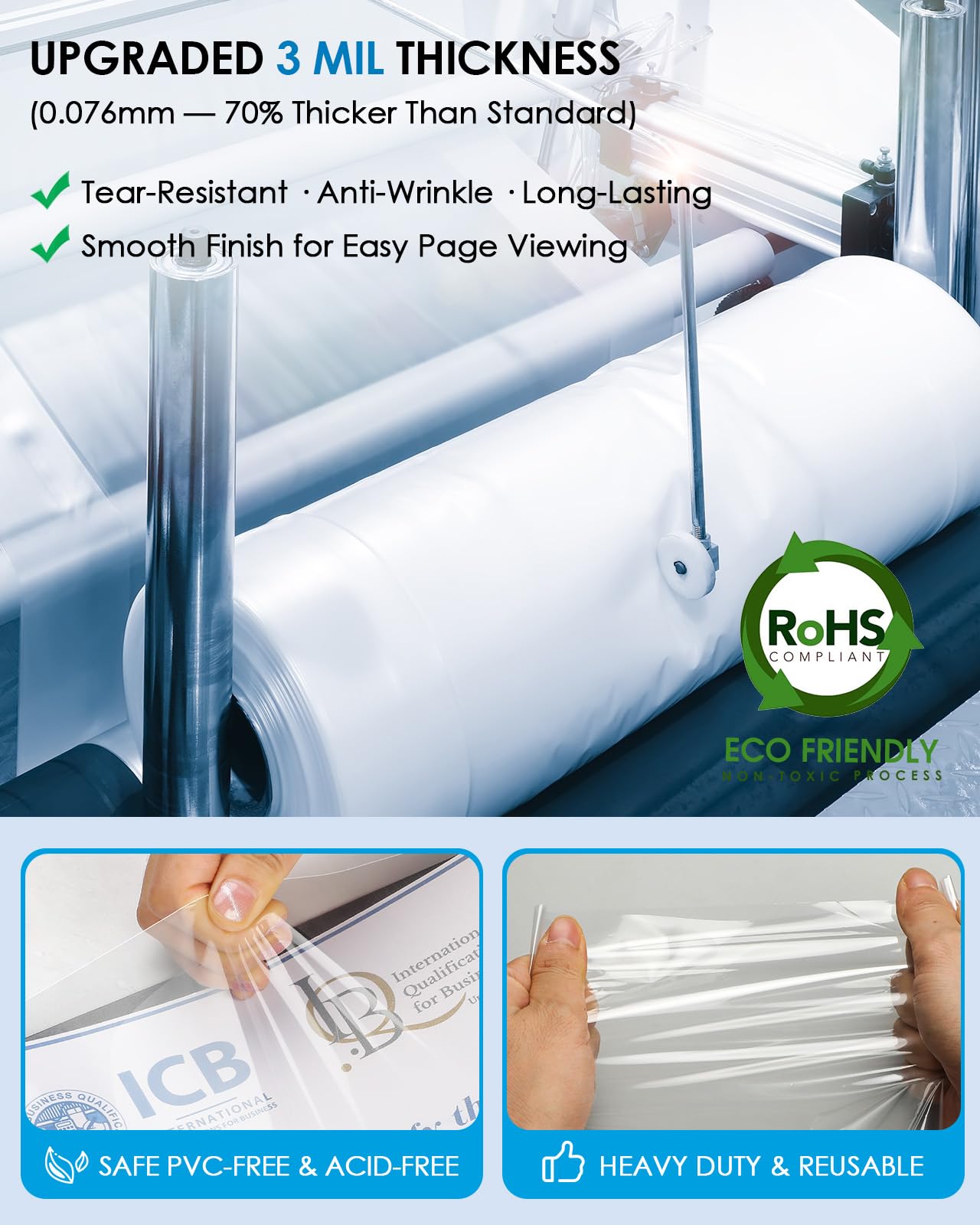 KTRIO Heavyweight Sheet Protectors 8.5 x 11 inch, 3 Mil Clear Page Protectors for 3 Ring Binder, Plastic Sleeves for Binders, Top Loading Paper Protector Letter Size, 30 Pack