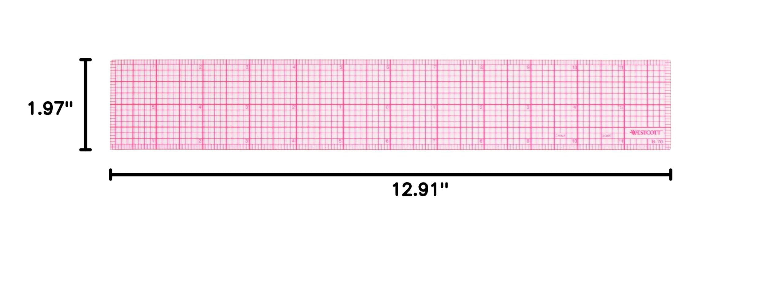 Westcott 8ths 12-Inch Beveled Transparent Ruler (B-70)