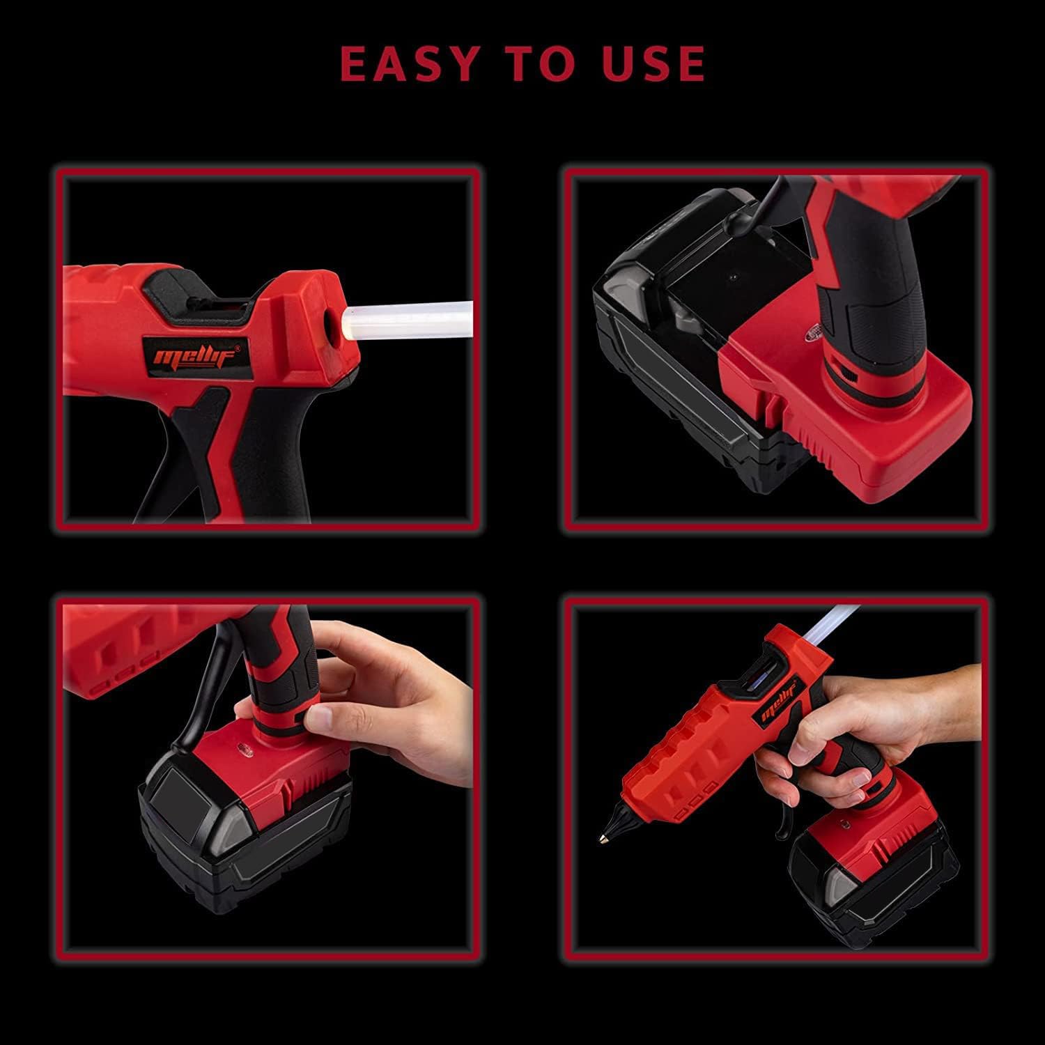 Cordless Hot Glue Gun for Milwaukee 18V Battery, 100W Handheld Battery Powered Glue Gun Kit with 20PCS Full Size Glue Sticks for Arts & Crafts & DIY, Tool Only (Battery NOT Included)