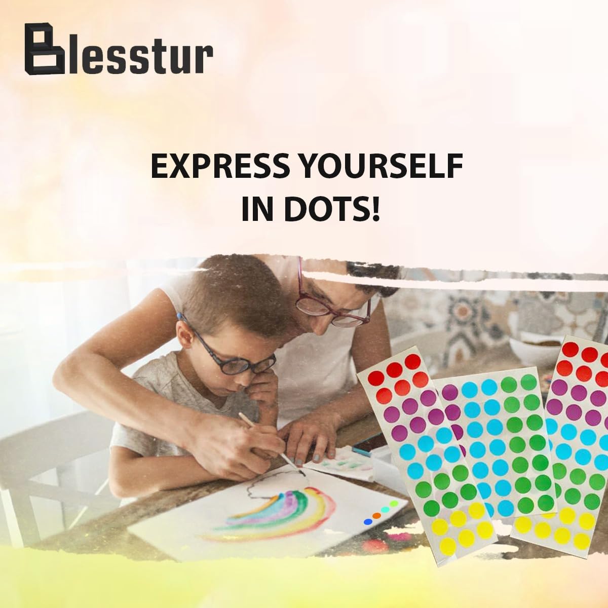 Blesstur 1050 PCS Dot Stickers- Circle Stickers, 10 Color Style Colorful Round Coding Label Sticker for Office,Student Classroom , 0.75 inches , 70 Labels per Sheet