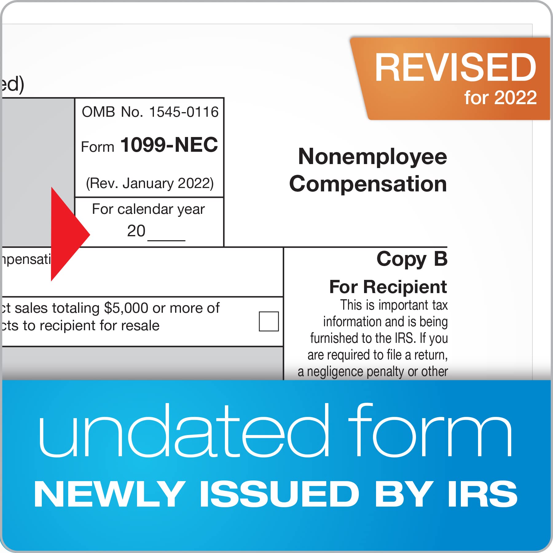 TOPS 1099 NEC 3 Up Forms 2022, Tax Forms Kit for 30 Recipients, 5 Part NEC Tax Form Sets with Self Seal 1099 Envelopes and 3 1096 (TX22905NEC-22)