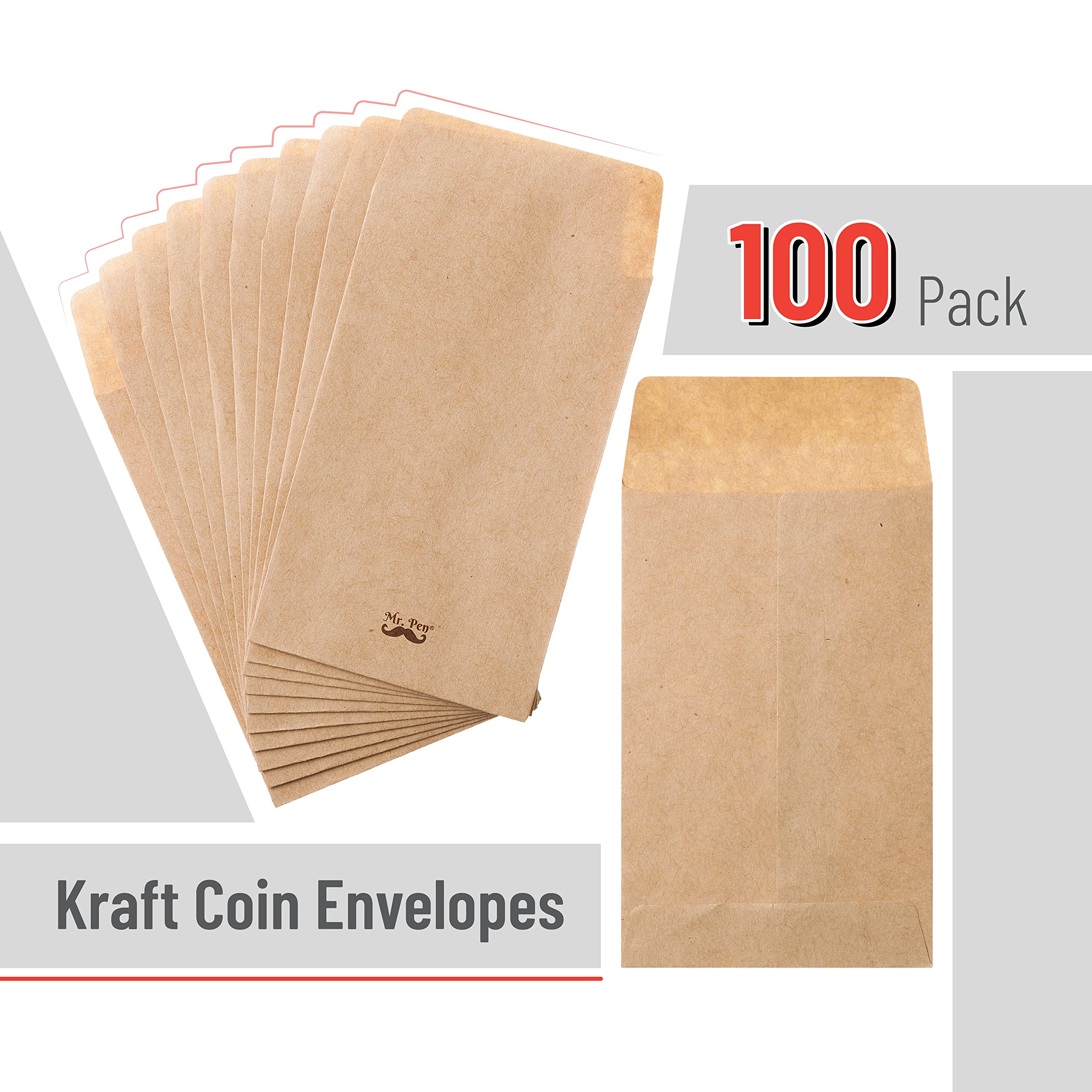 Mr. Pen- Kraft Coin Envelopes, 2.25" x 3.5", 100 Pack, Kraft Envelopes, Seed Envelopes, Small Envelopes, Gift Card Envelopes, Mini Envelopes, Key Envelopes, Seed Packet Envelopes, Stamp Envelope