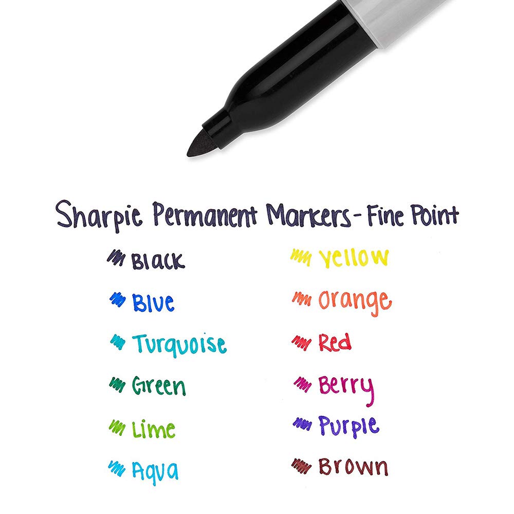 Permanent Marker Fine Point,Fine Point Black with Sharpie Permanent Marker Quick Drying/Waterproof - 36 Count (1 Pack)