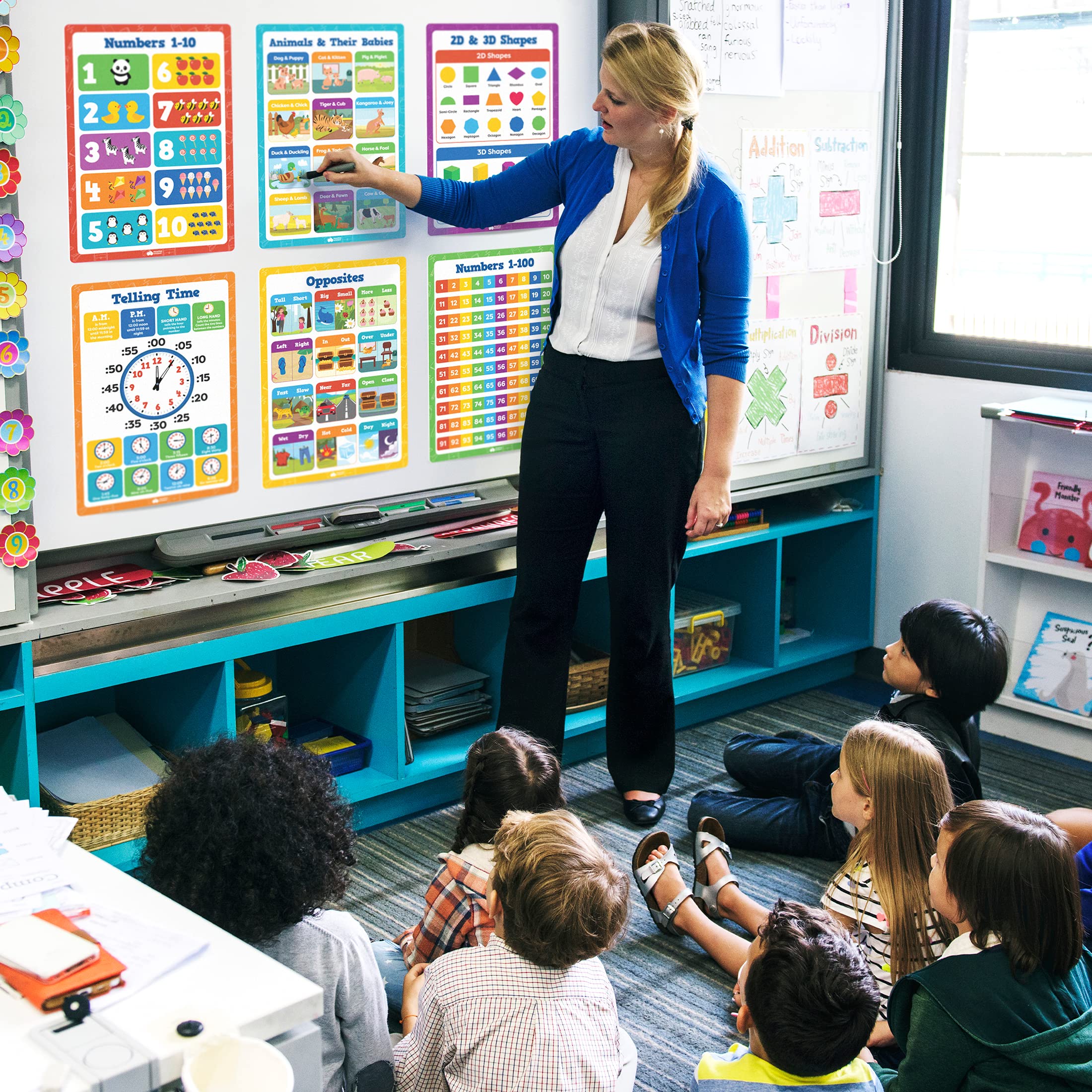 20 Classroom Educational Posters For Preschoolers Toddlers Kindergarten Elementary - 16" x 11" - 20pcs - Learning Posters For Toddlers Wall Preschool Kindergarten Kids Posters Classroom Supplies Decor