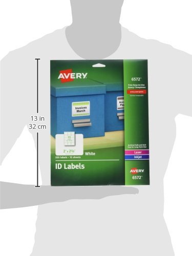 Avery ID Labels, Sure Feed Technology, Permanent Adhesive, 2" x 2-5/8", 225 Labels (6572)