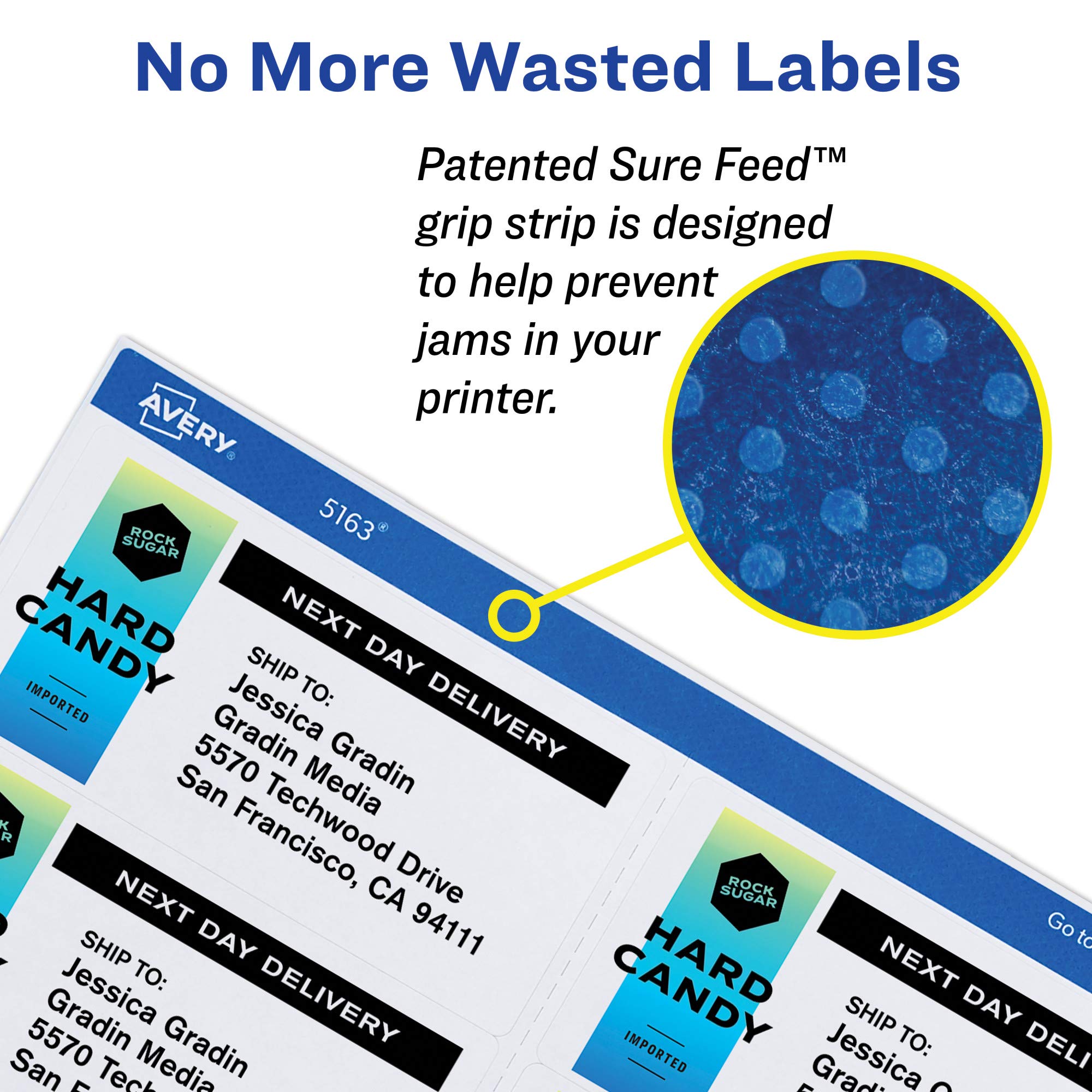 Avery ID Labels, Sure Feed Technology, Permanent Adhesive, 2" x 2-5/8", 225 Labels (6572)