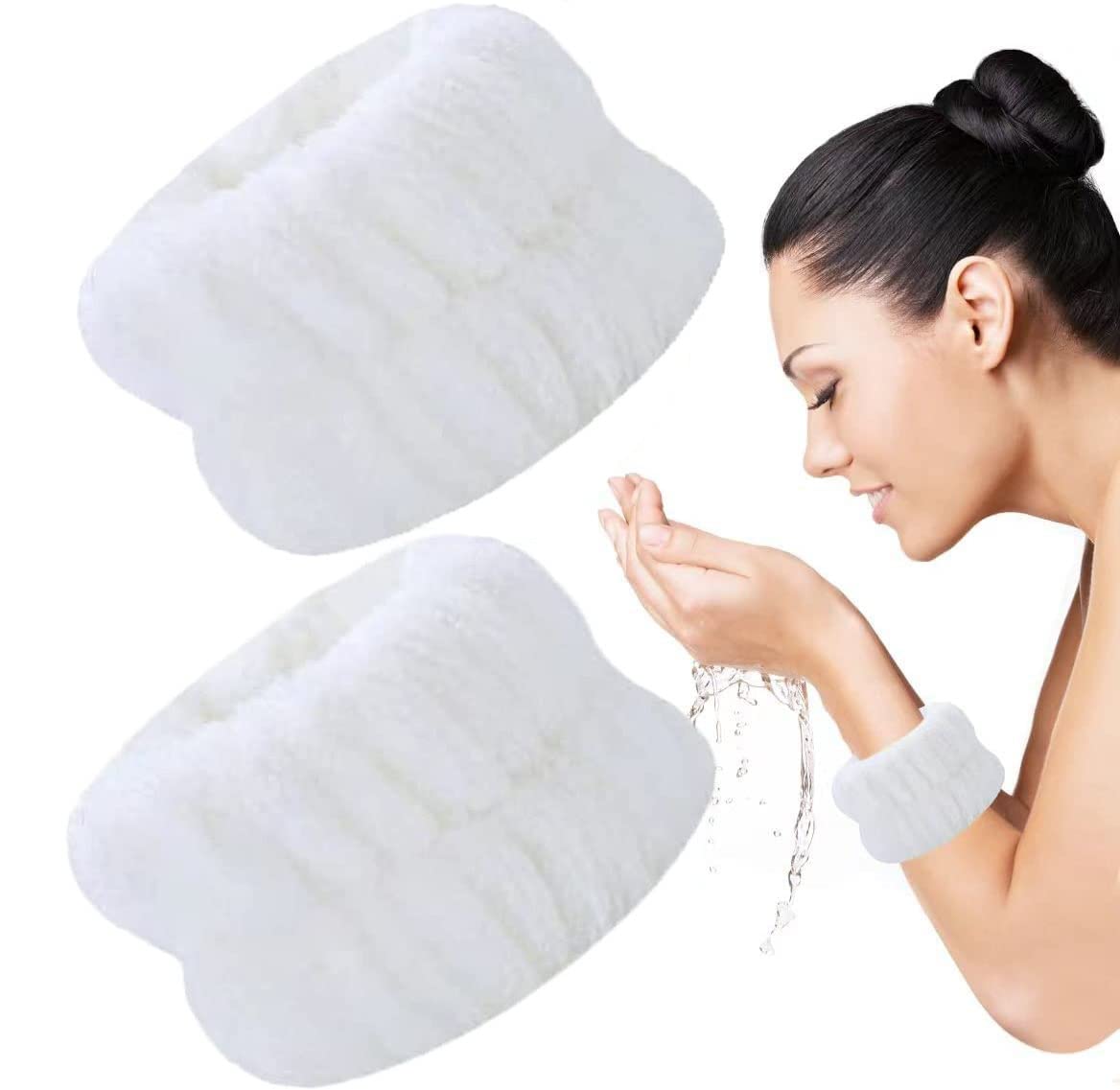 2pc Wristbands for Washing Face and Skin Care Spa Wrist Washband Flannel Wrist Wash Band Towel Absorb Wristbands Wrist Sweatband for Female Women Girls Reduce Liquid Water from Spilling Down Arms (2)