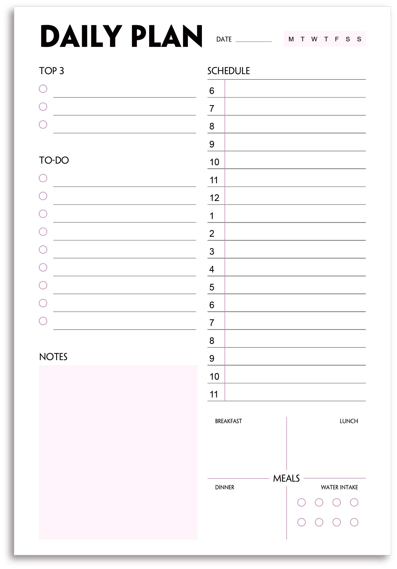 Daily Planner Notepad - A5 Calendar, Scheduler, Organizer with Priority, To Do List, Appointments, Notes, Meals and Water Intake Tracker, 50 Undated Tear-Off Sheets Planning Pad, 5.8"x8.25"