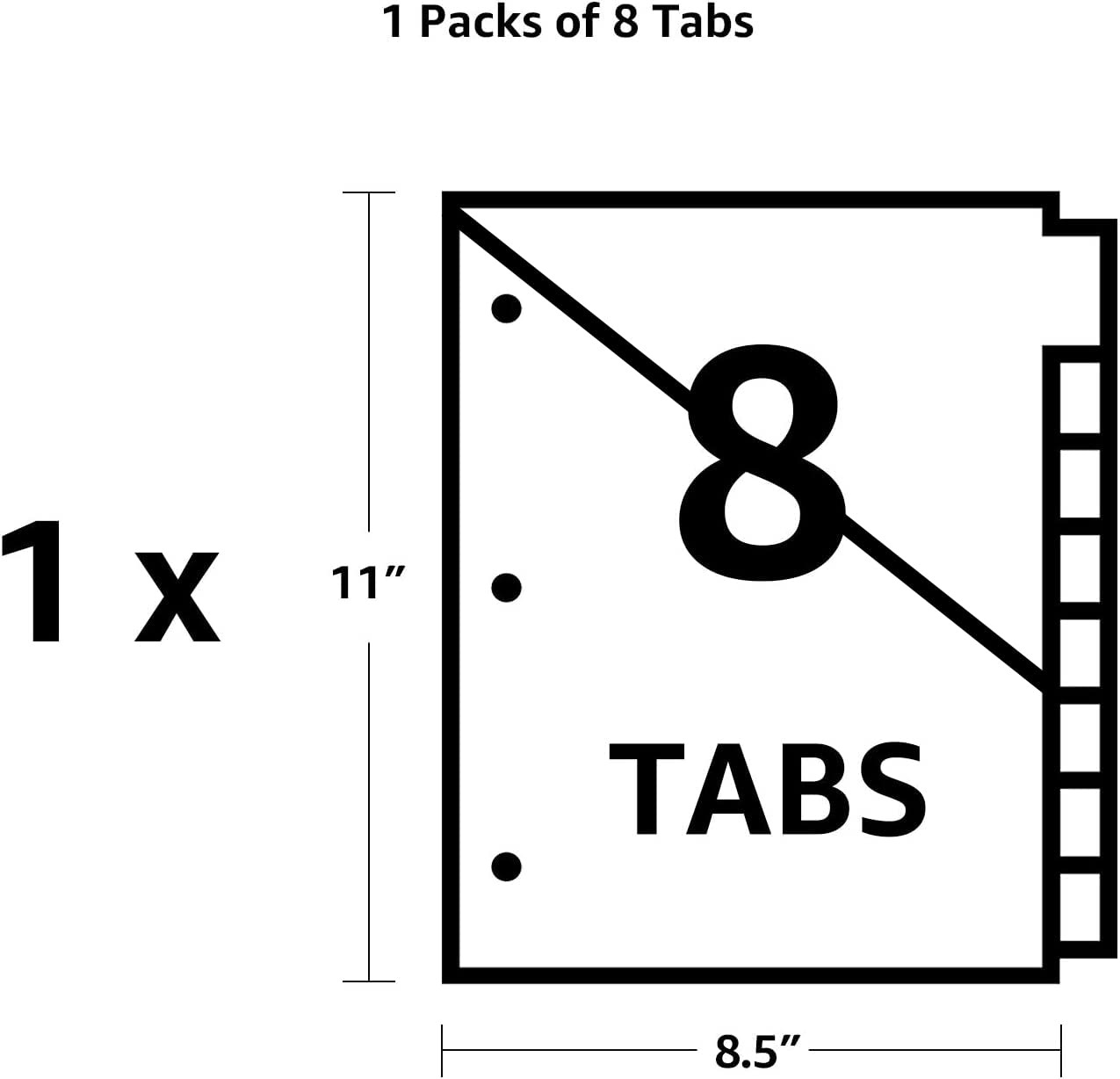 Amazon Basics 8-Tab Plastic Binder Dividers with Pockets, Two Tone, 1 set
