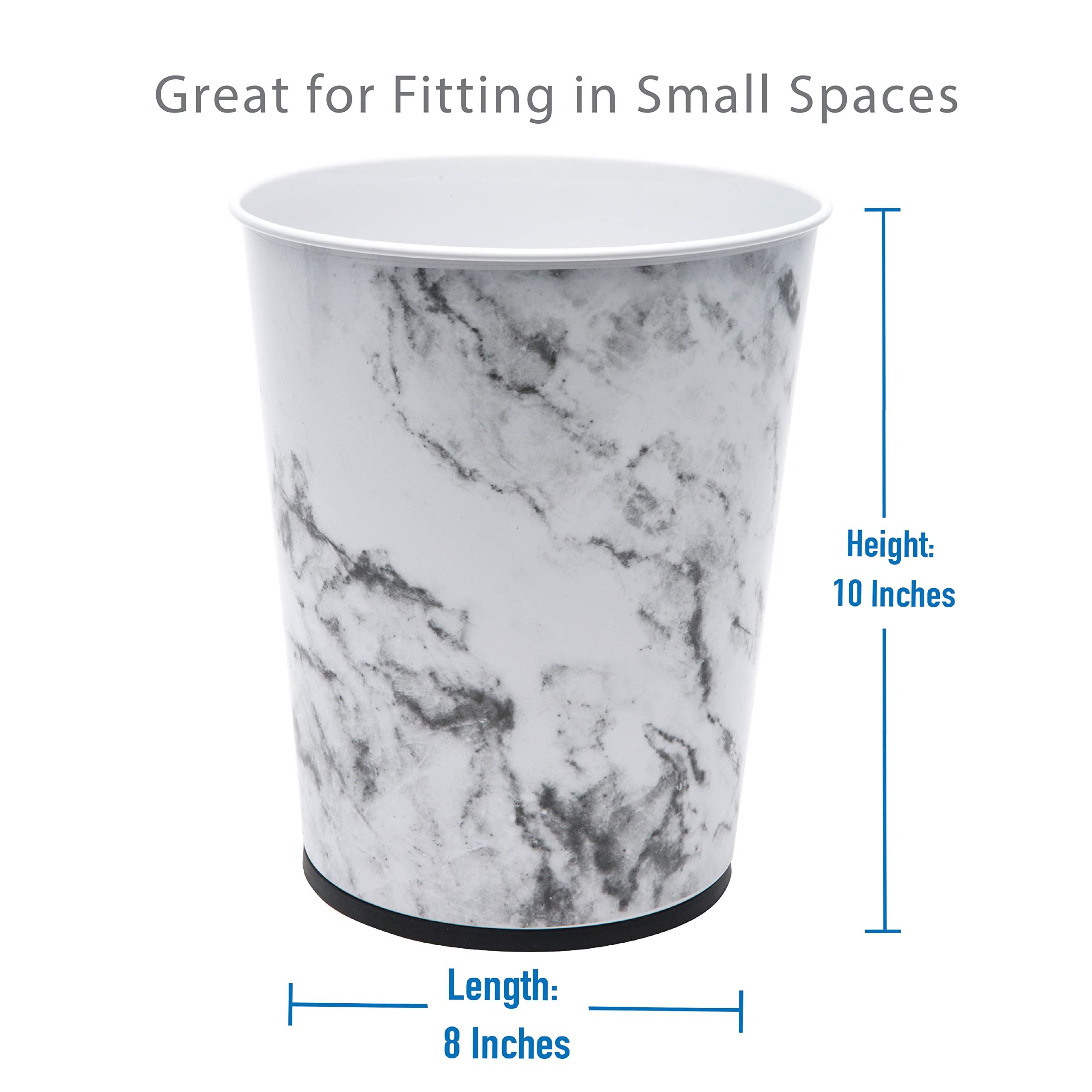 5 Liter Small Wastebasket | 11 Inches Height | Round Open Top | Trash Can | Bathroom | Bedroom | Kitchen | Dorm | Office | Disposal Waste Bin | Garbage Container | Marble