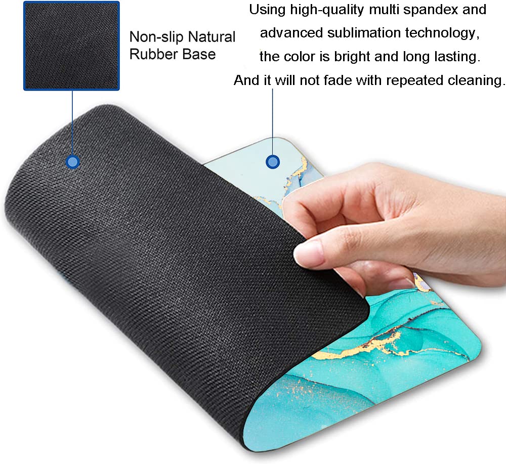 Armanza Mouse Pad, Cyan Blue Marble Mouse Pad, Washable Square Cloth Mousepad for Office Laptop, Non-Slip Rubber Base Mouse Pads for Wireless Mouse, Computer Mouse Pads for Desk